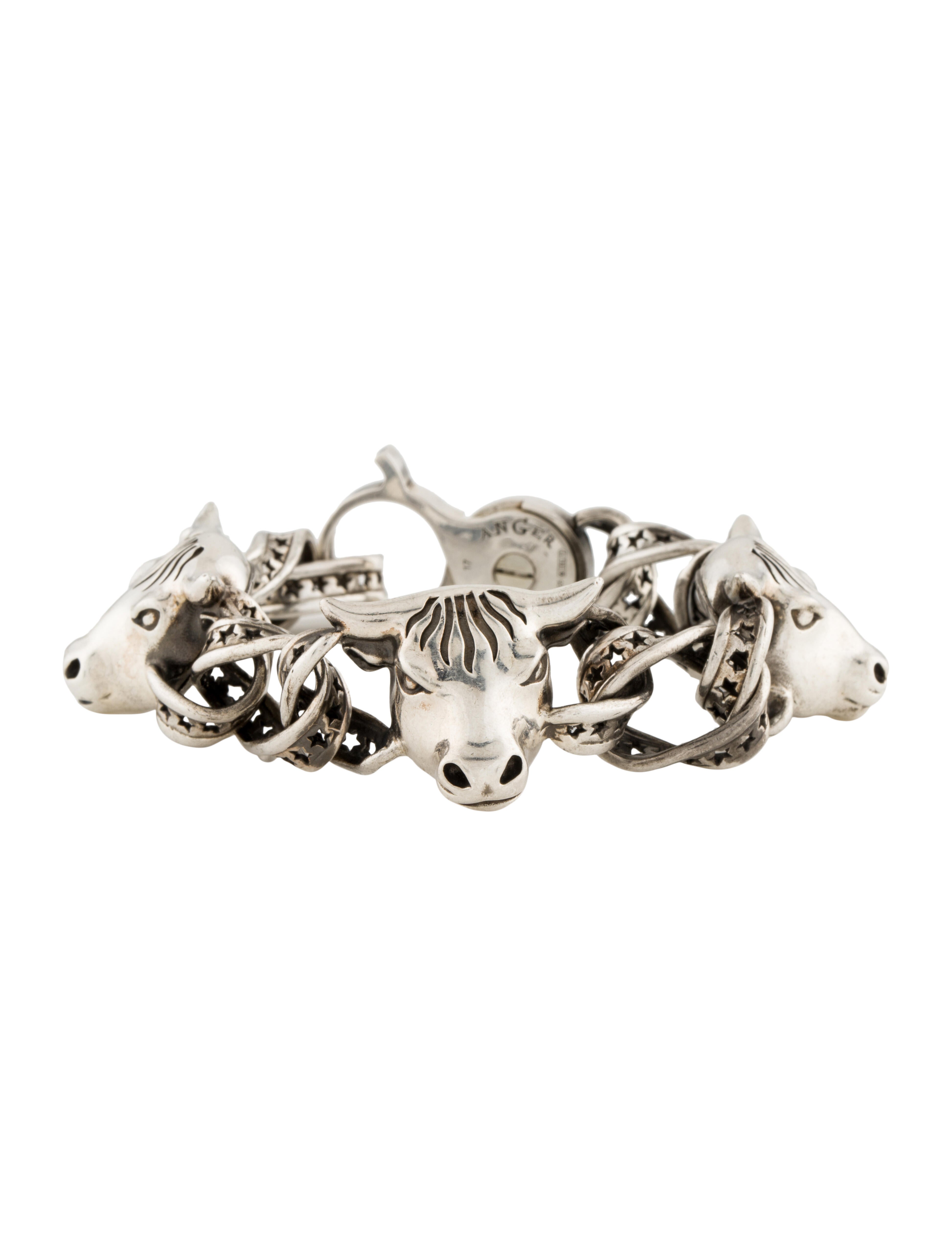 Gucci Anger Forest Bulls Head Link Bracelet Sterling Silver Link Bracelets GUC950513 The RealReal