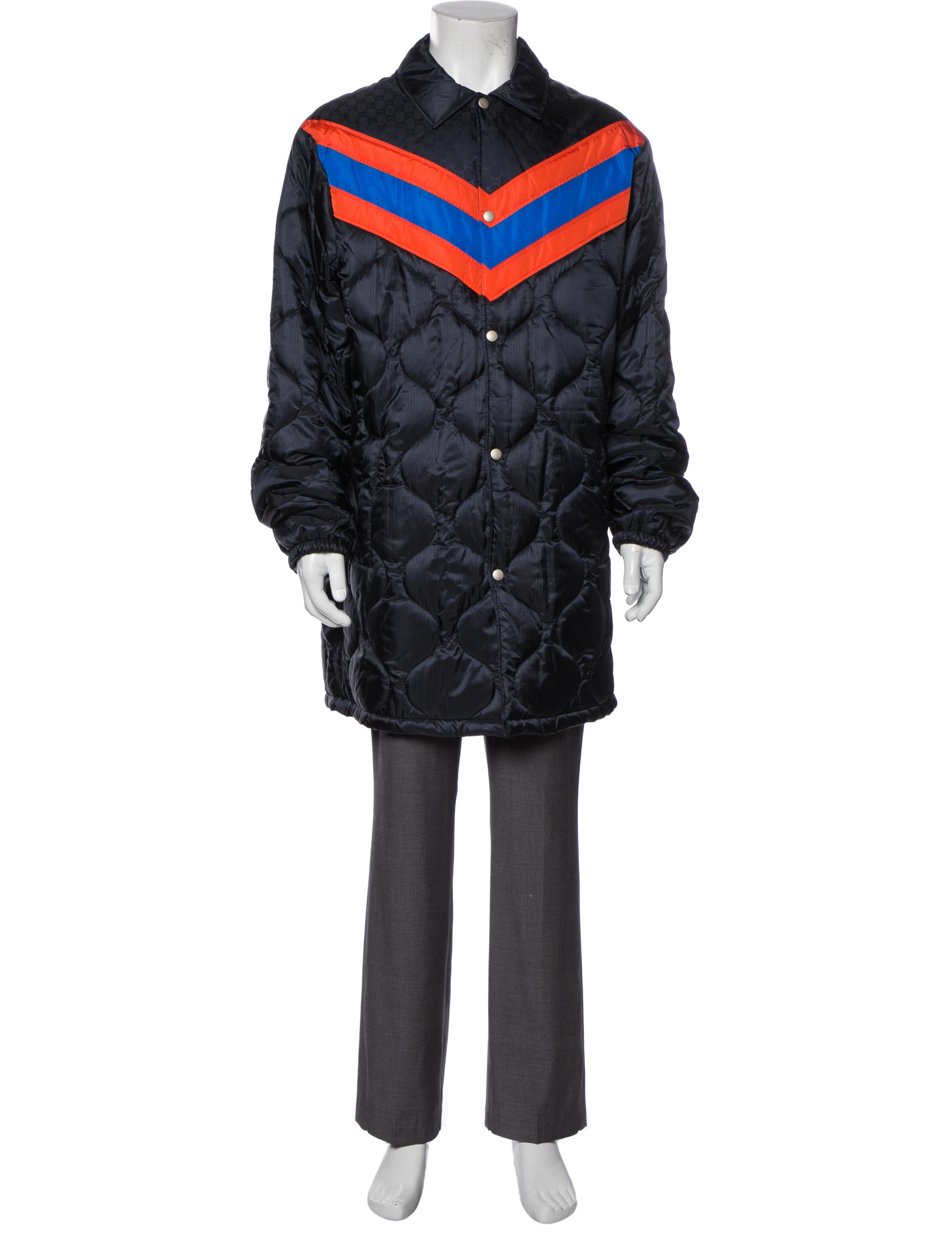 Gucci Colorblock Pattern Parka w/ Tags - Blue Outerwear, Clothing ...