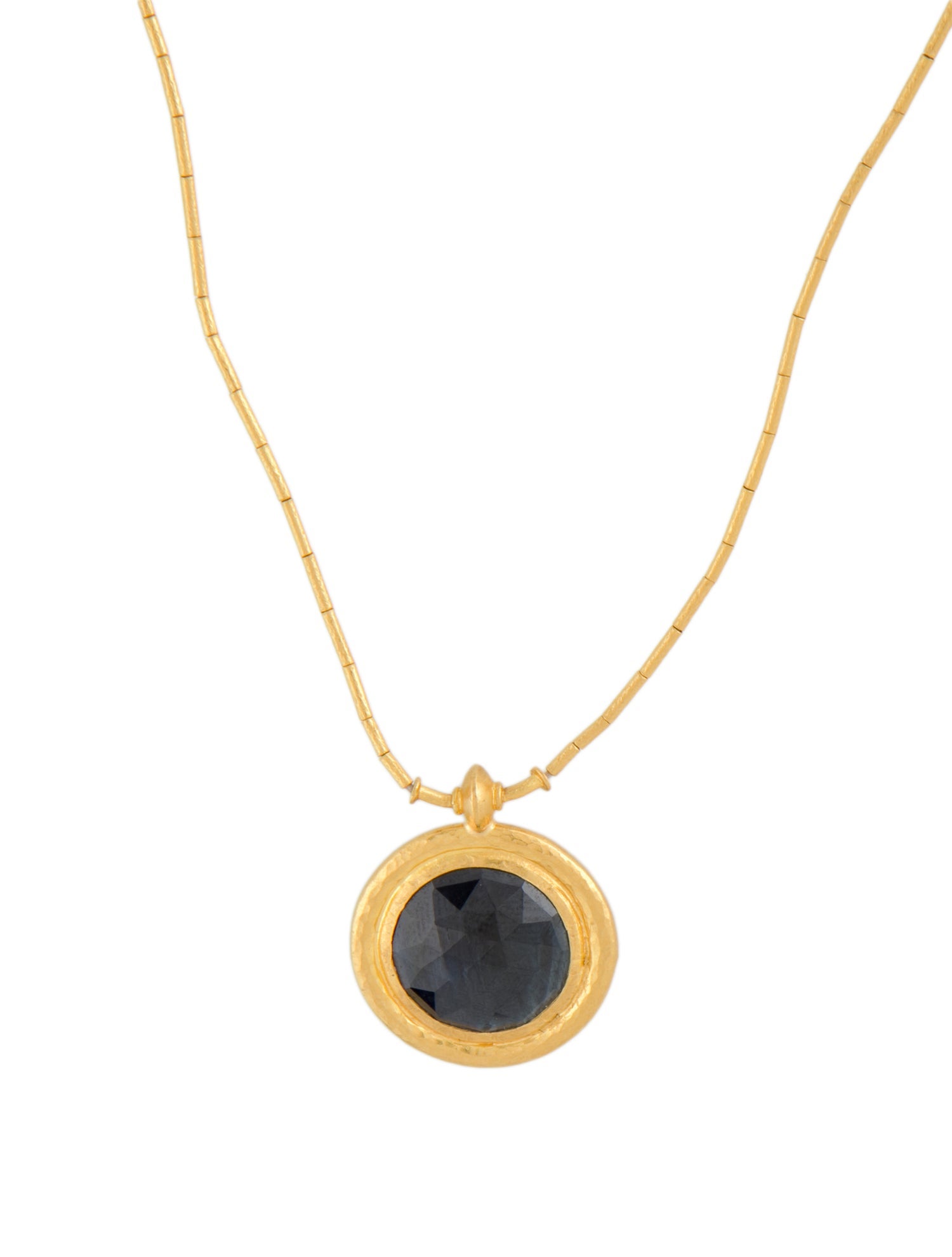 Gurhan 24K Sapphire & Black Spinel Medalian Necklace - 24K Yellow Gold ...