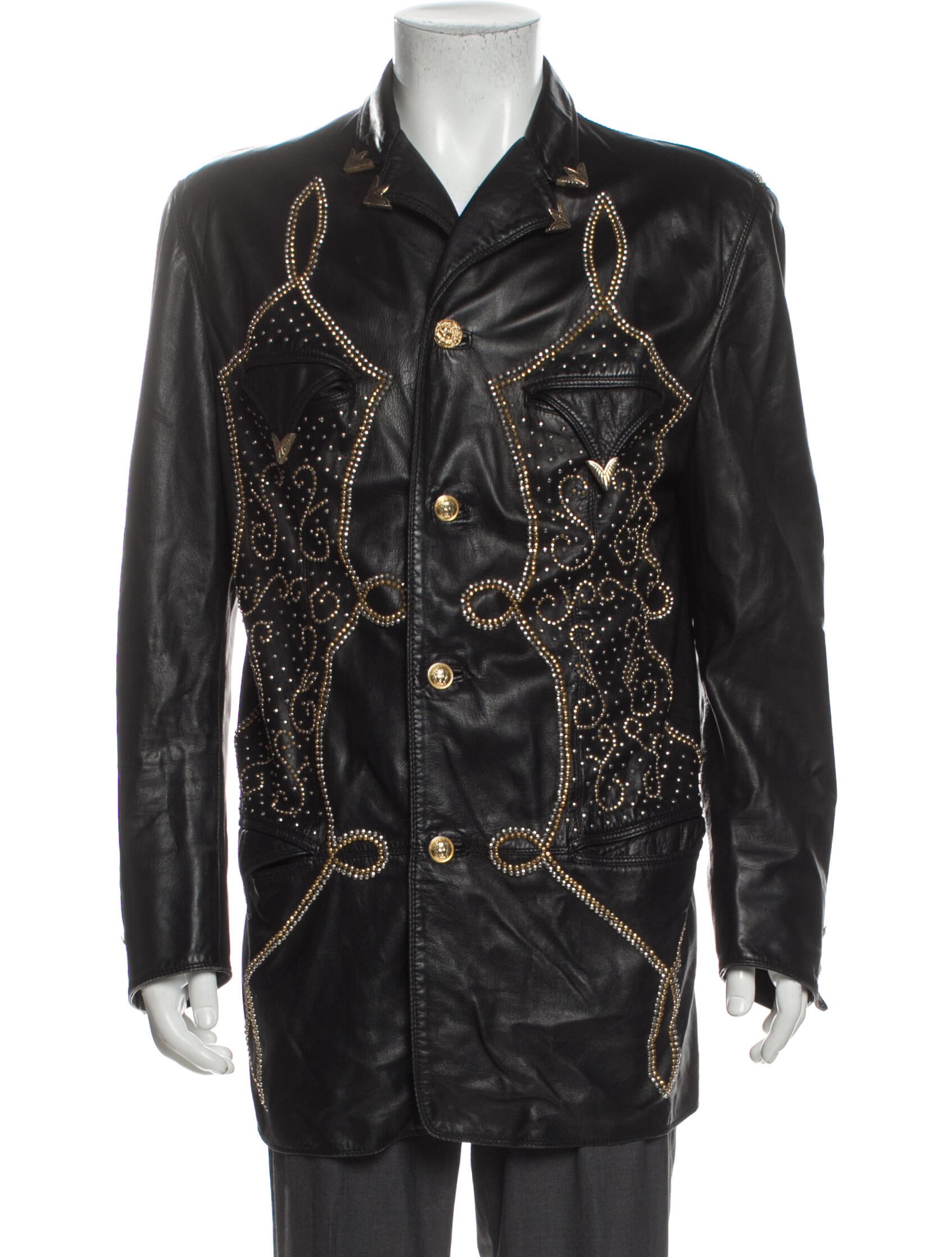 Gianni Versace Printed Moto Jacket - Black Outerwear, Clothing ...