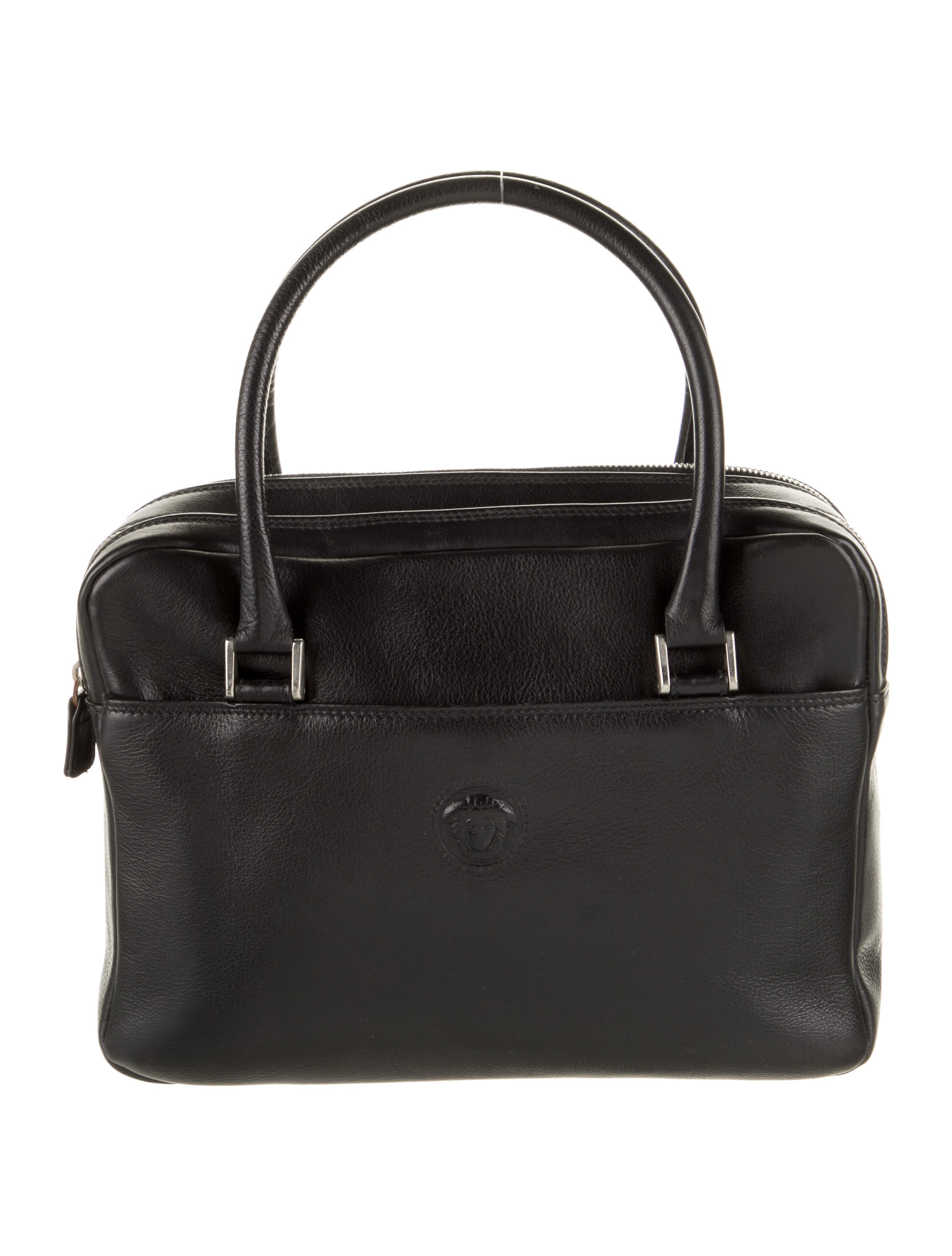 Gianni Versace Quilted Double Zipper Satchel - Black Handle Bags ...