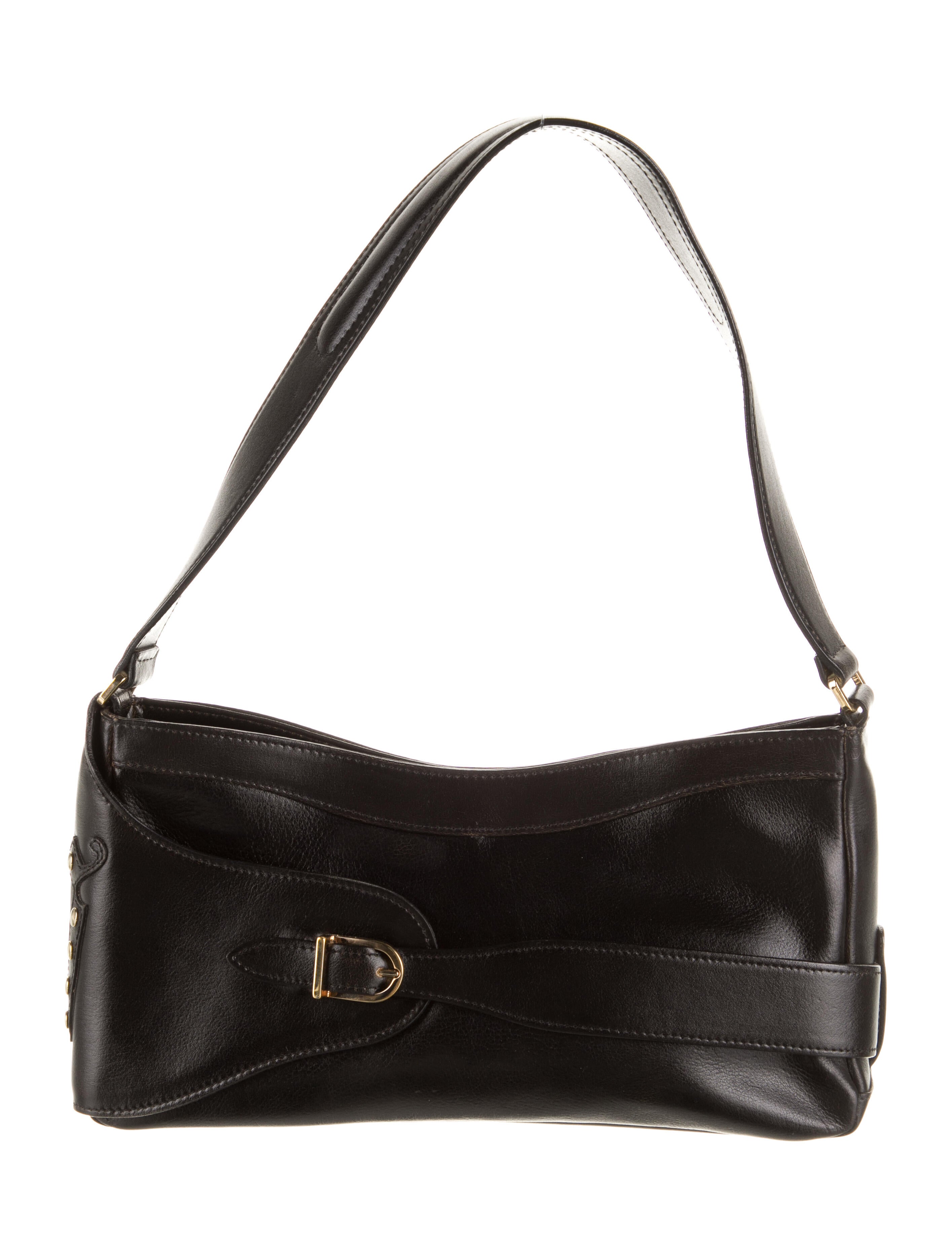 Gianni Versace Studded Leather Shoulder Bag - Black Shoulder Bags ...