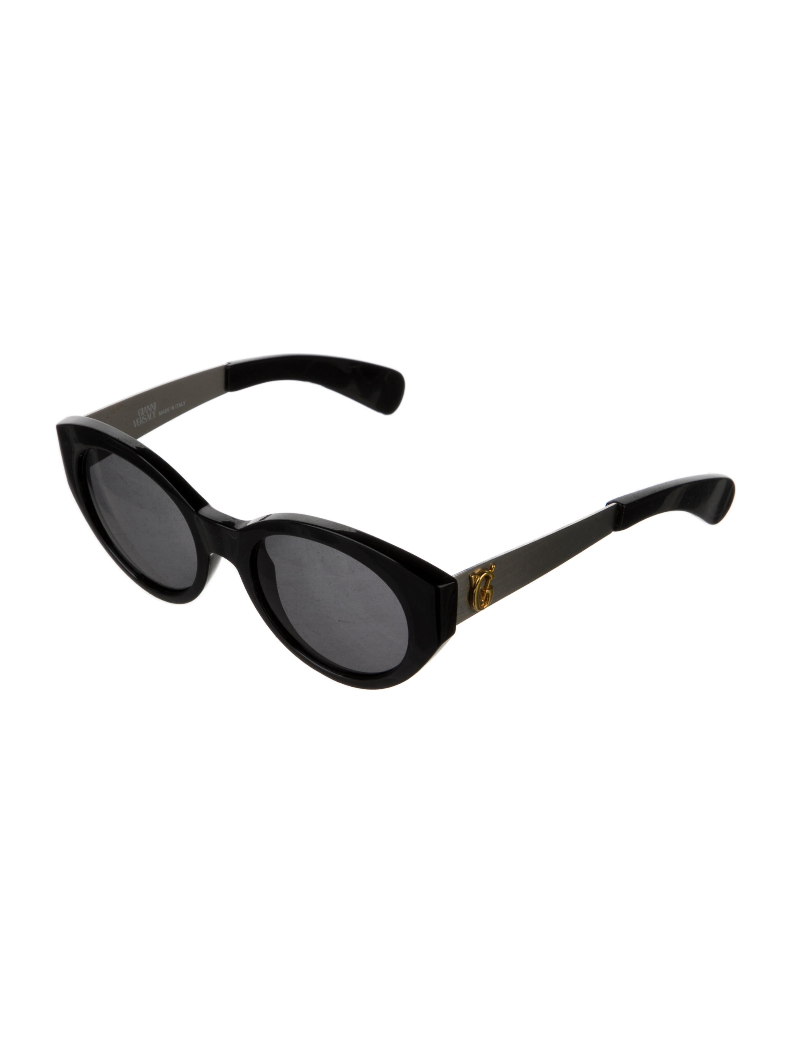 Gianni Versace Oval Chain-Link Sunglasses - Black Sunglasses ...