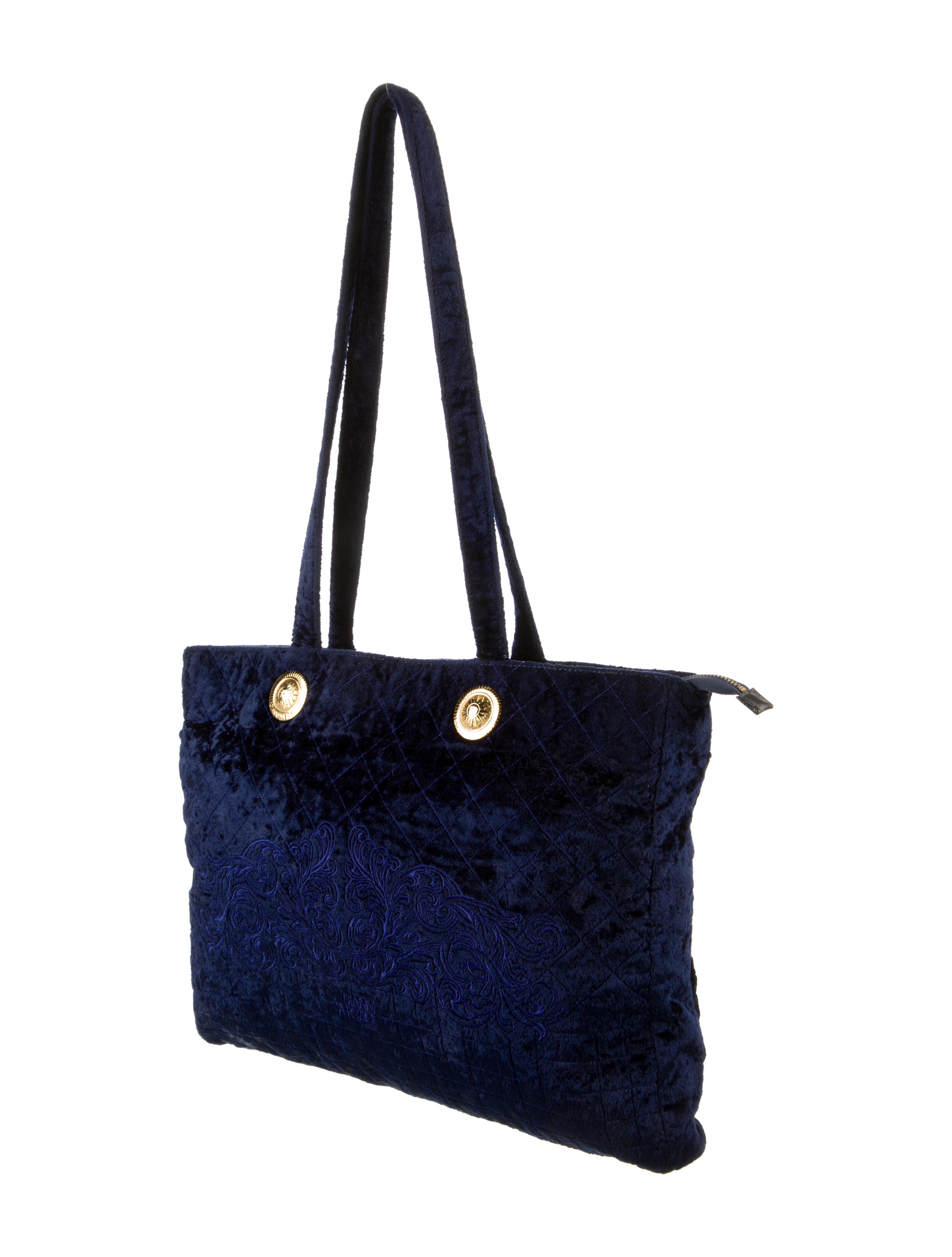 Gianni Versace Velvet Tote Bag - Blue Totes, Handbags - GVE45240 | The ...