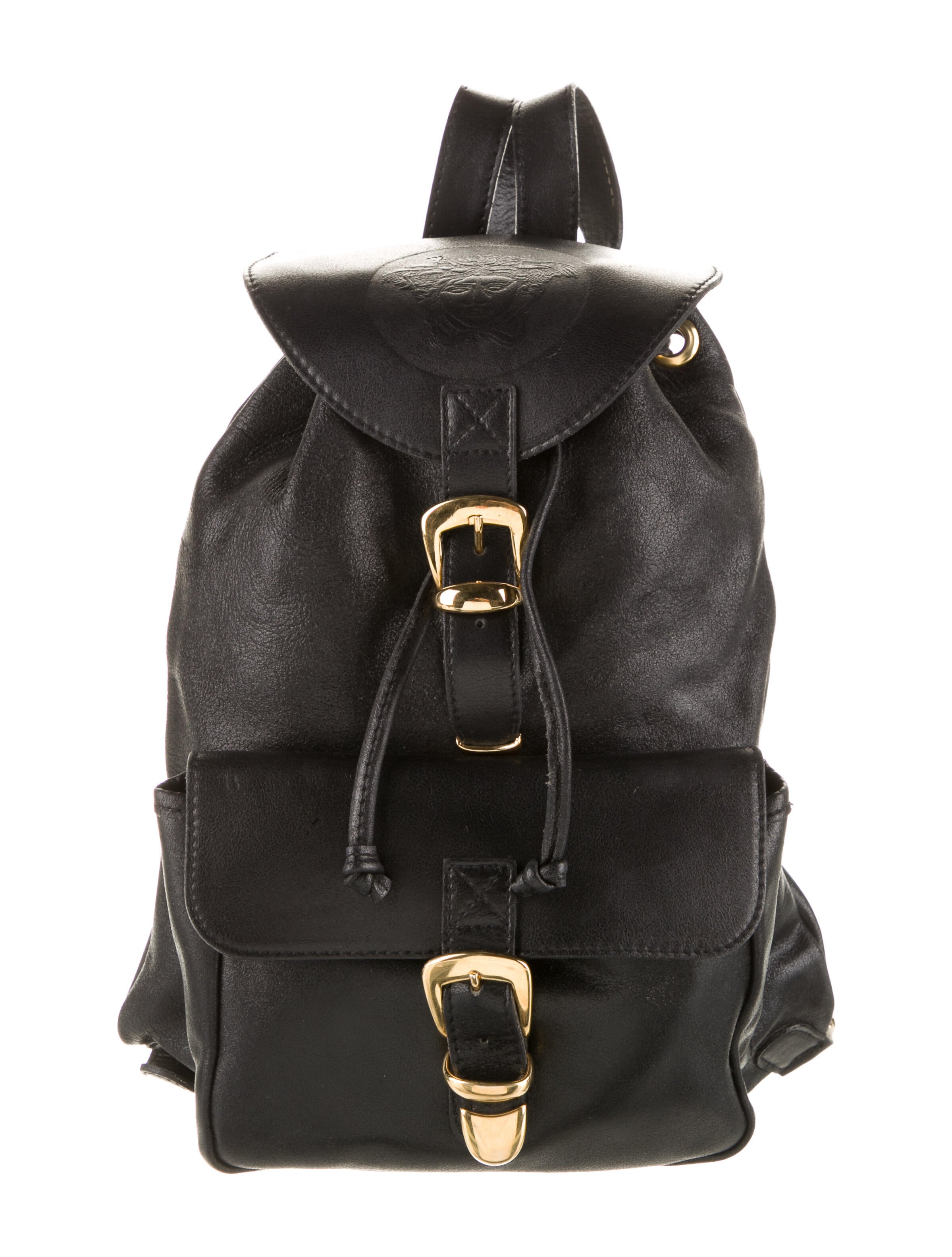 Gianni Versace Snakeskin Trimmed Nylon Backpack - Black Backpacks ...