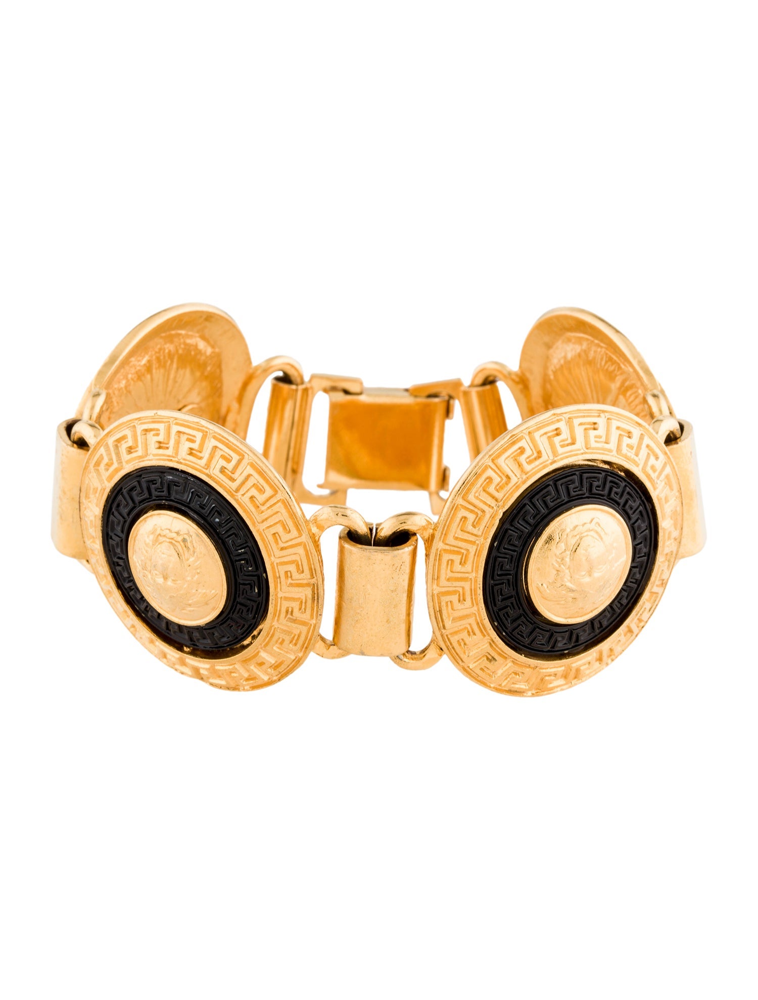 Gianni Versace Medusa Medallion Link Bracelet - Black, Gold-Tone Metal ...