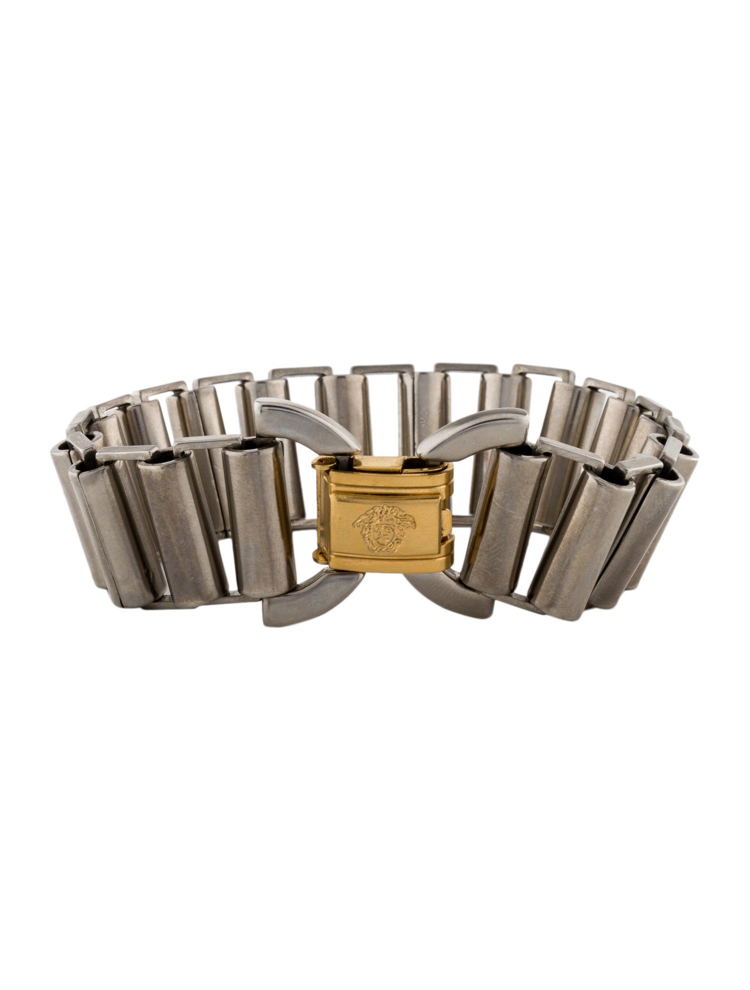 Gianni Versace Vintage Two-Tone Link Bracelet - Gold-Tone Metal Link ...