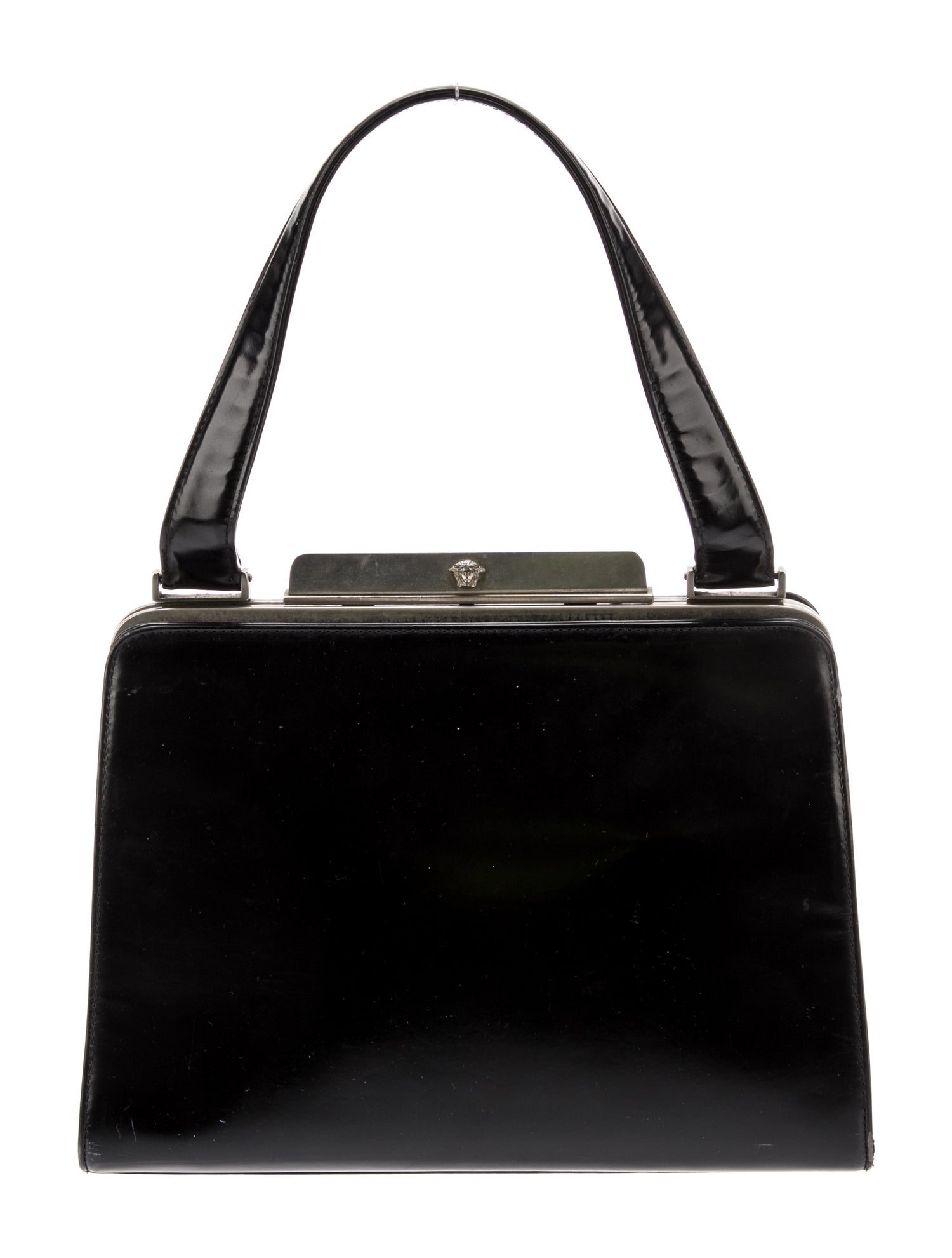 Gianni Versace Solid Leather Shoulder Bag - Black Handle Bags, Handbags ...