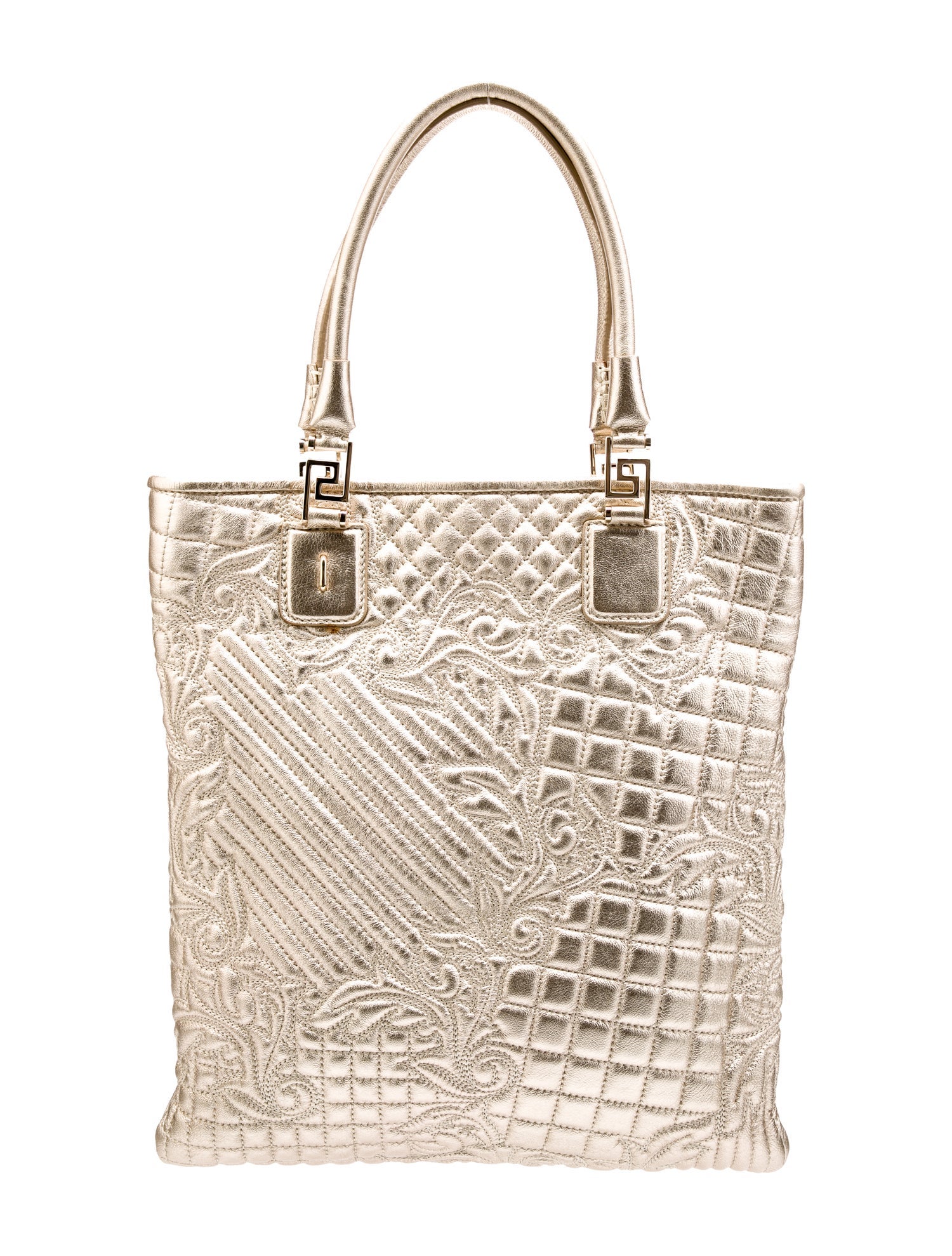 Gianni Versace Quilted Leather Tote Bag - Gold Totes, Handbags ...
