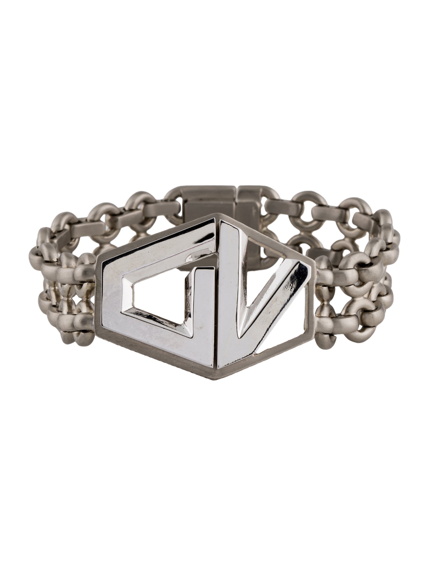 Gianni Versace Vintage Logo Link Bracelet - Silver-Tone Metal Link ...