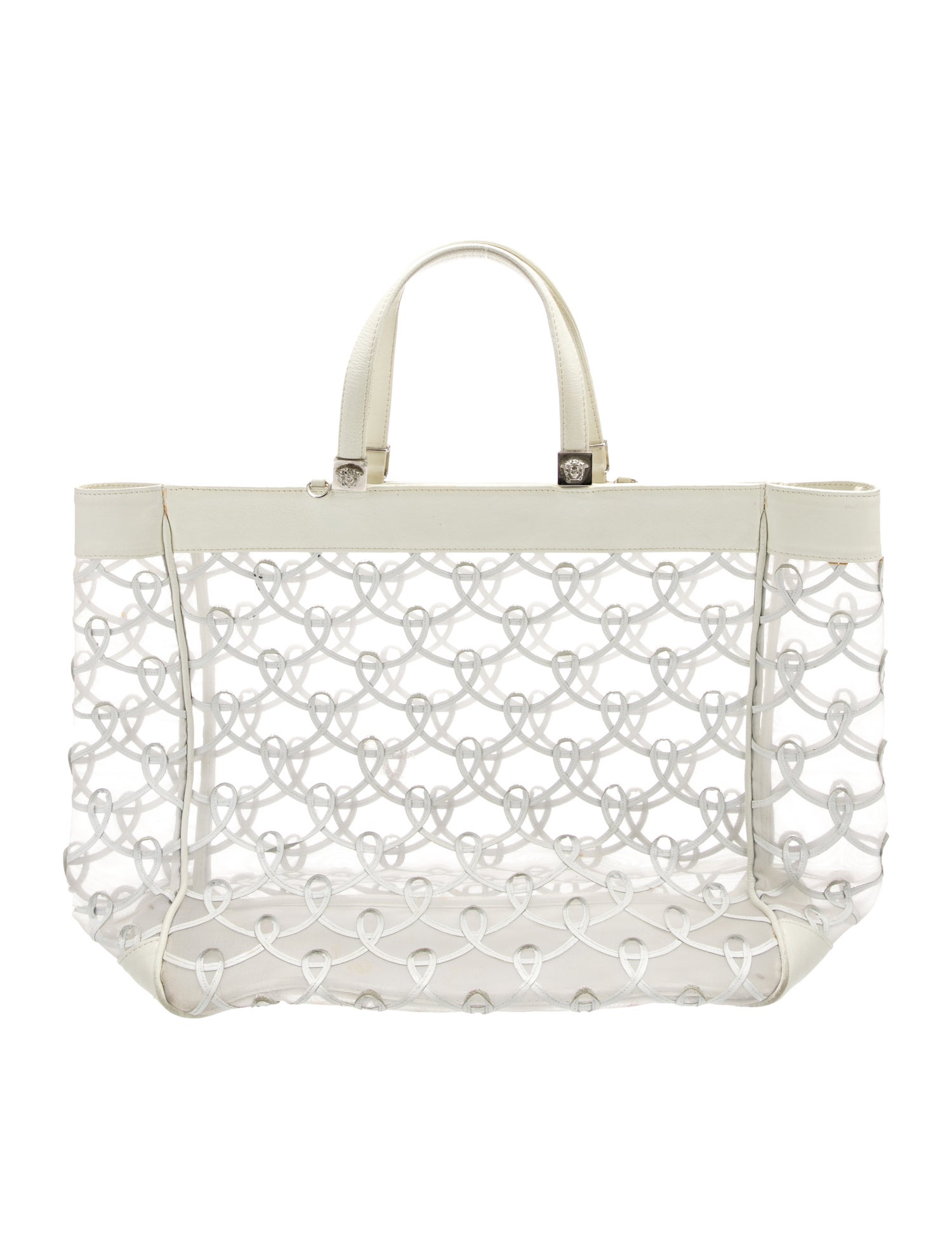 Gianni Versace Leather-Trimmed Handle Bag - White Handle Bags, Handbags ...