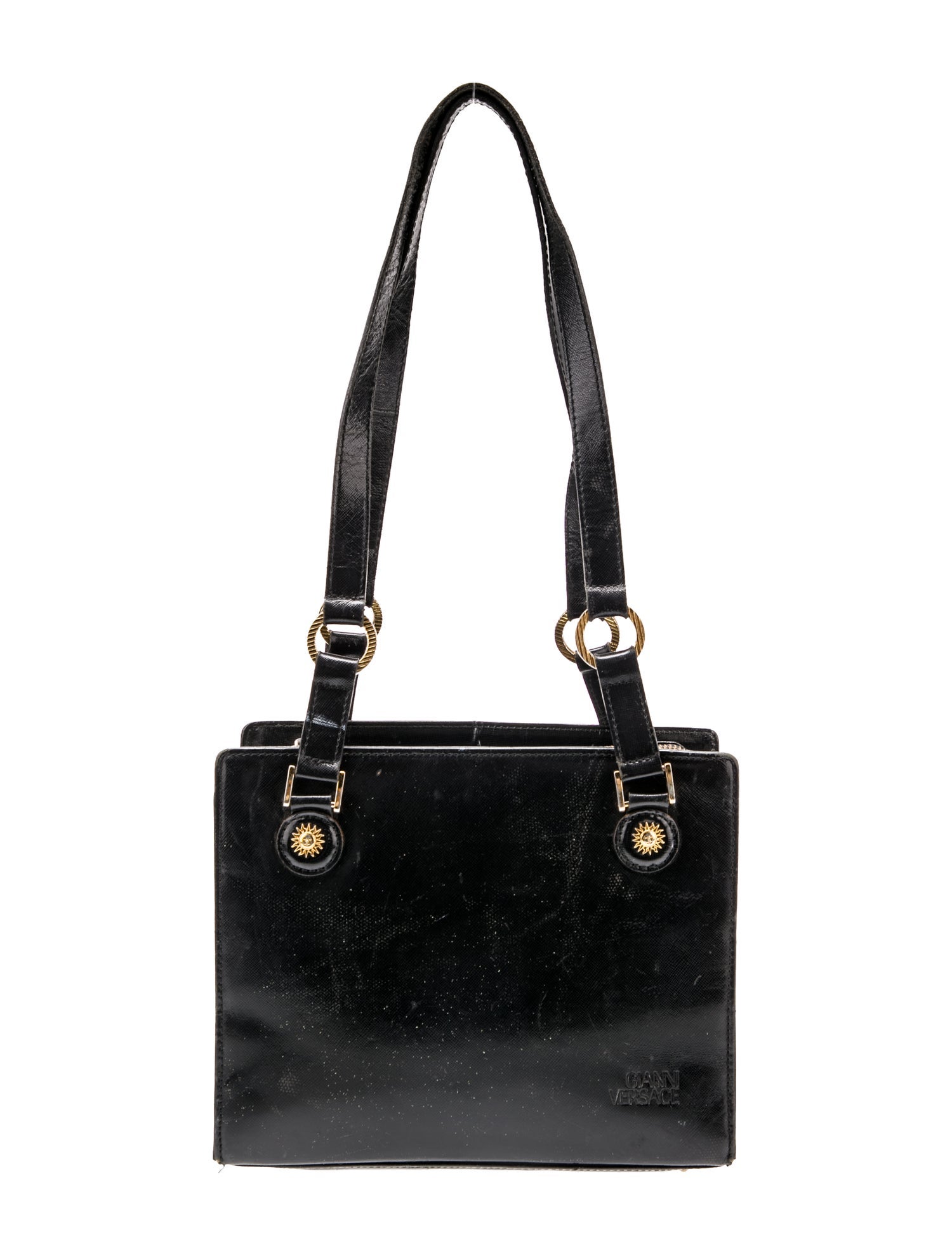 Gianni Versace Leather Shoulder Bag Vintage - Black Shoulder Bags ...