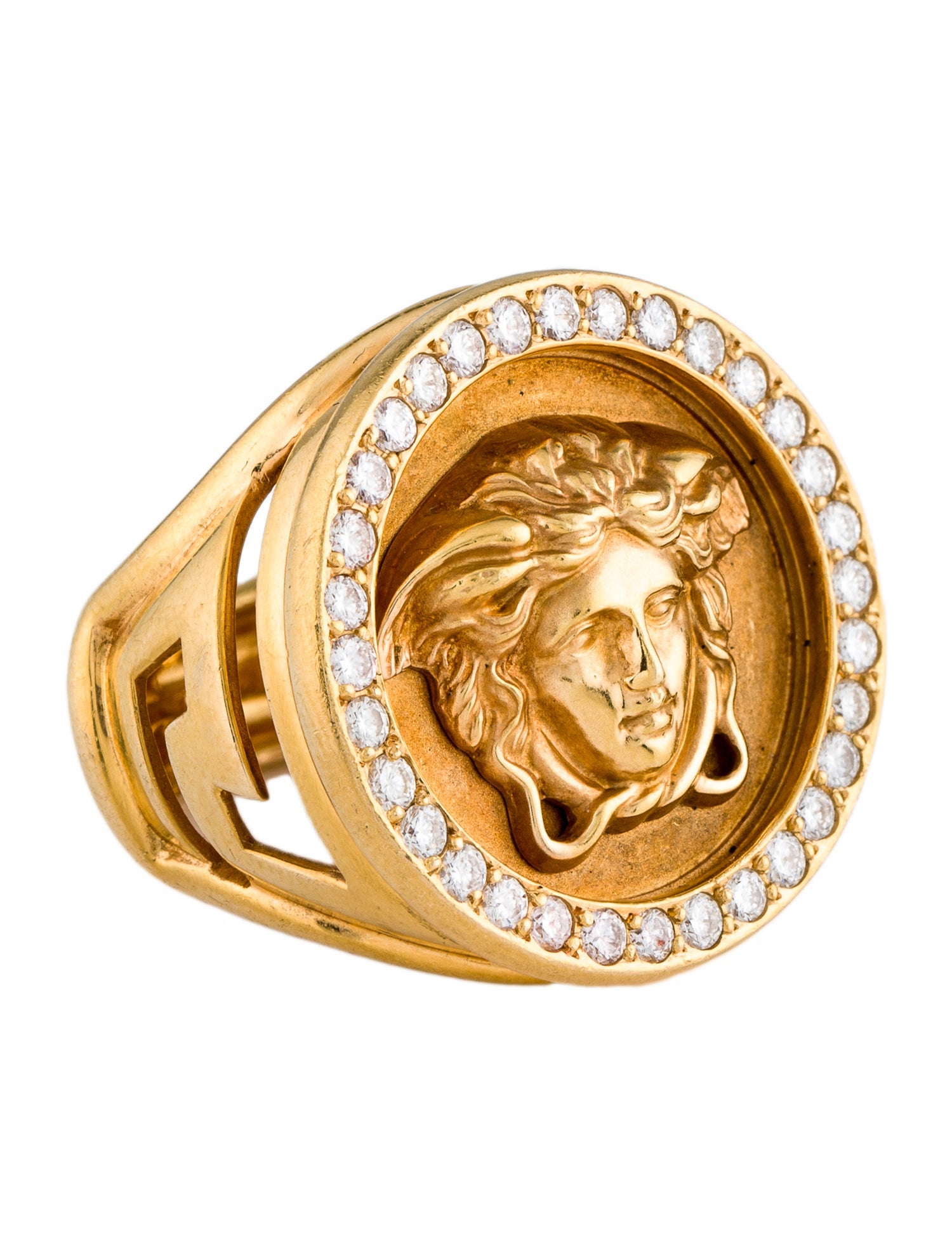 Gianni Versace 18K Diamond Medusa Head Cocktail Ring - 18K Yellow Gold ...