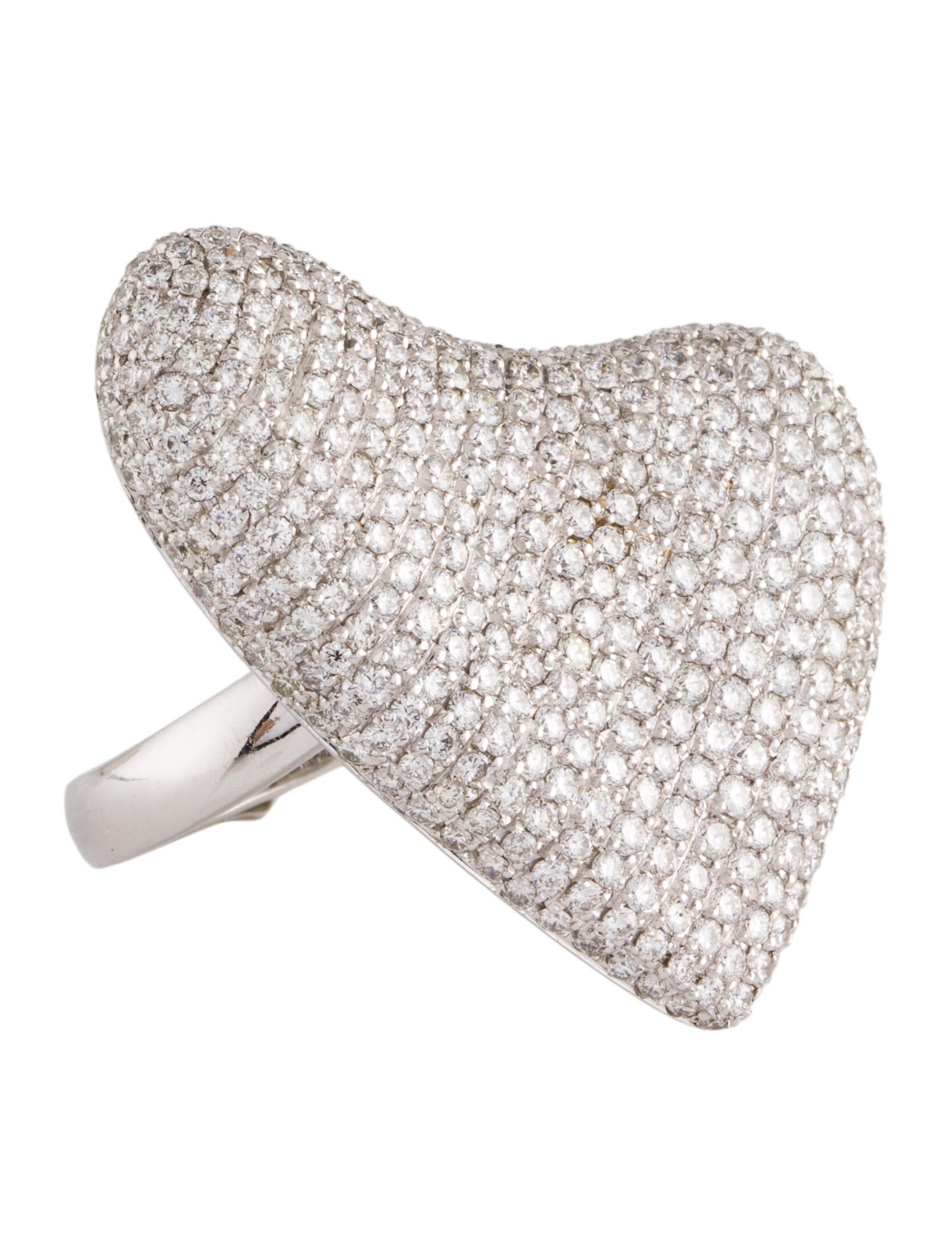 Gavello 18K 6.61ctw Diamond Heart Cocktail Ring - Rhodium-Plated 18K White Gold Cocktail Ring ...
