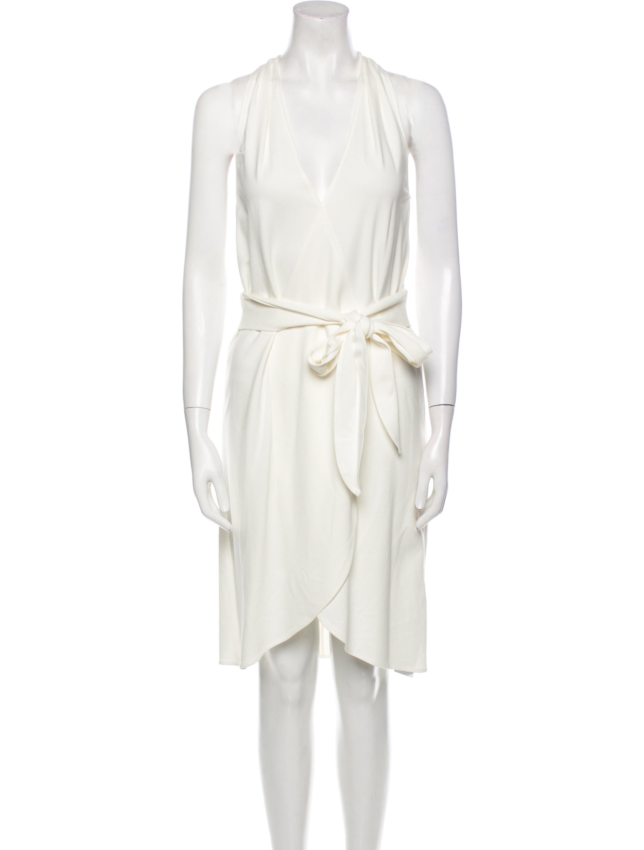 Halston V-Neck Knee-Length Dress - Neutrals Dresses, Clothing ...