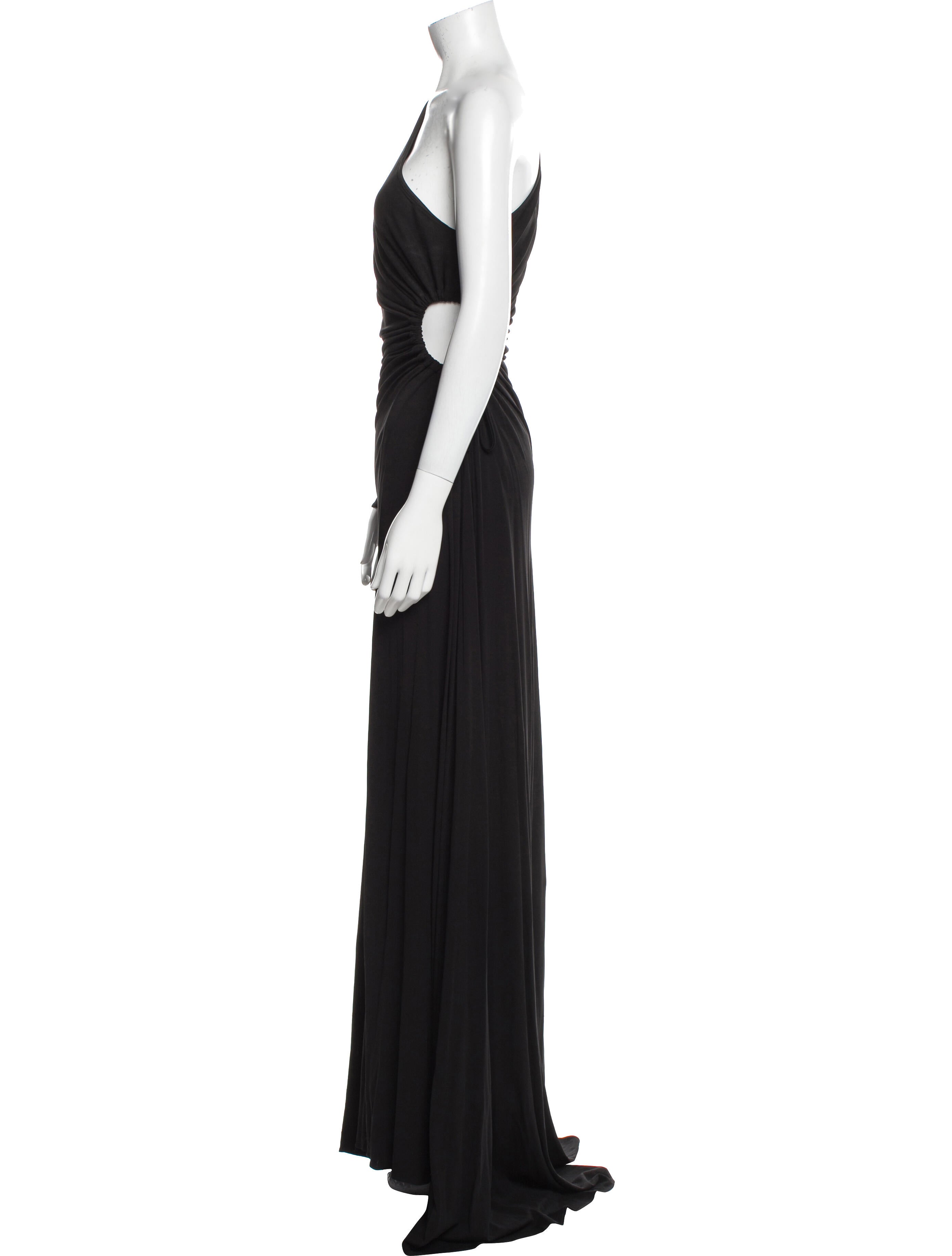Halston One-Shoulder Long Dress - Black Dresses, Clothing - HAL31711 ...