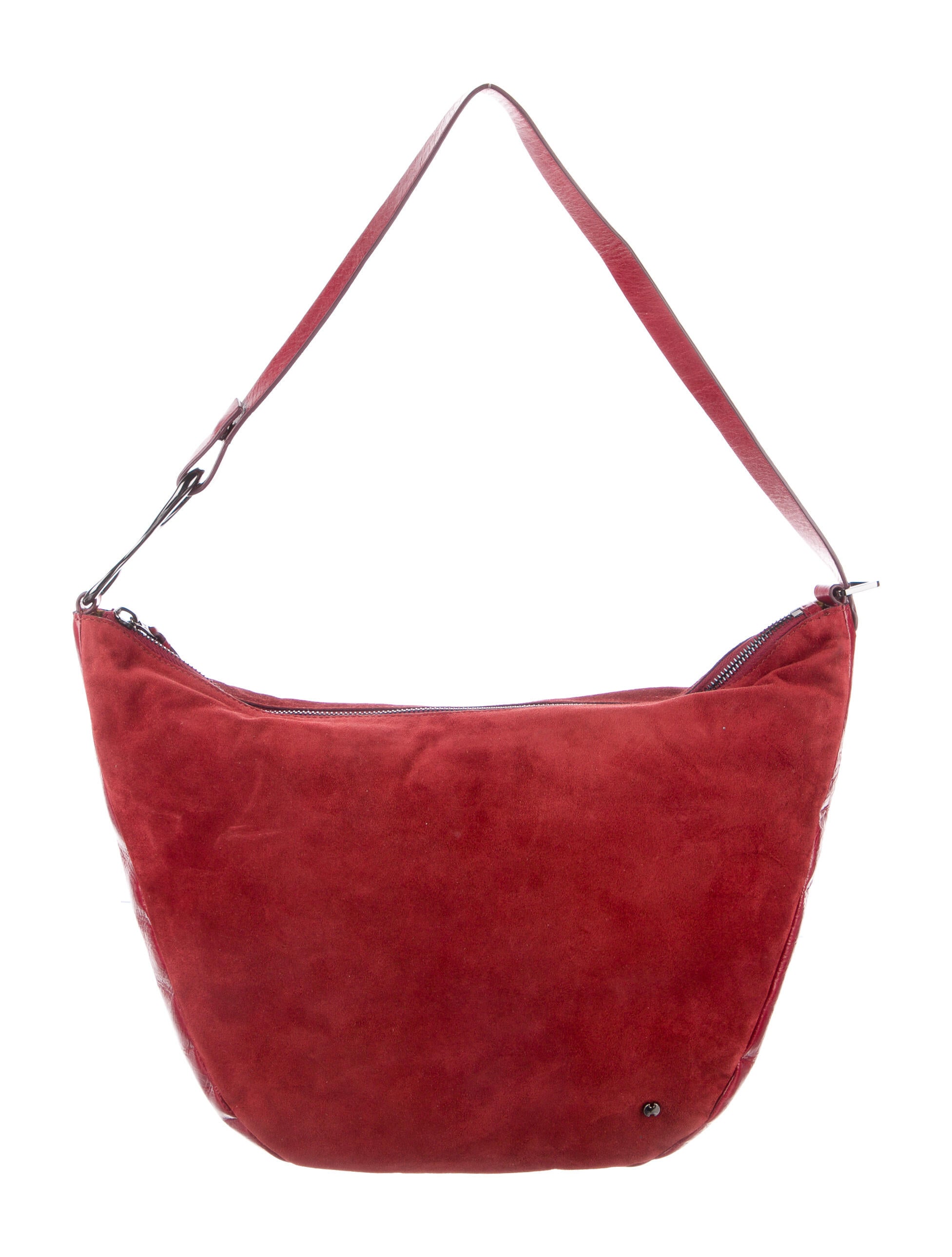 Halston Suede Leather-Trimmed Shoulder Bag - Red Shoulder Bags ...