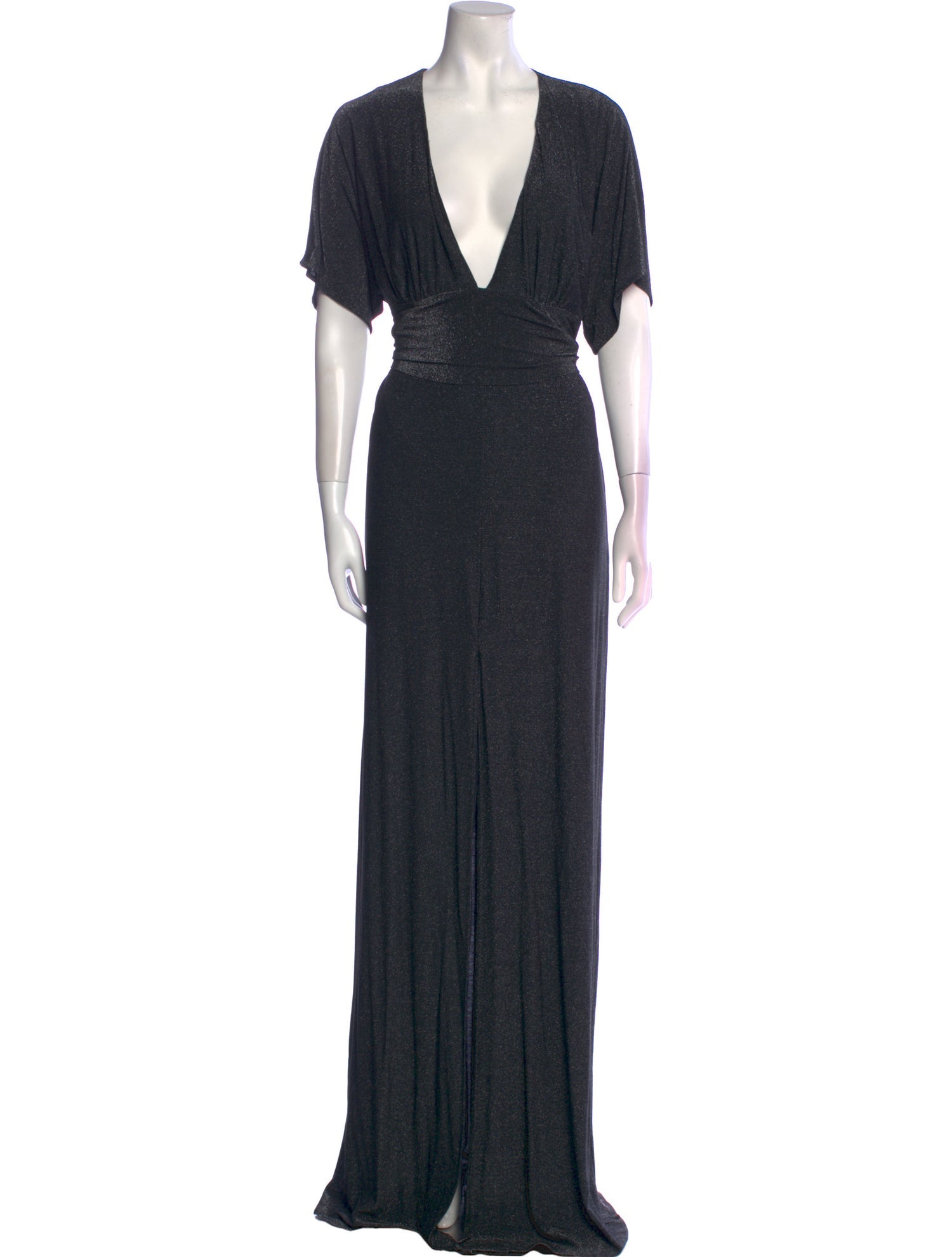 Halston V-Neck Long Dress - Grey Dresses, Clothing - HAL33880 | The ...