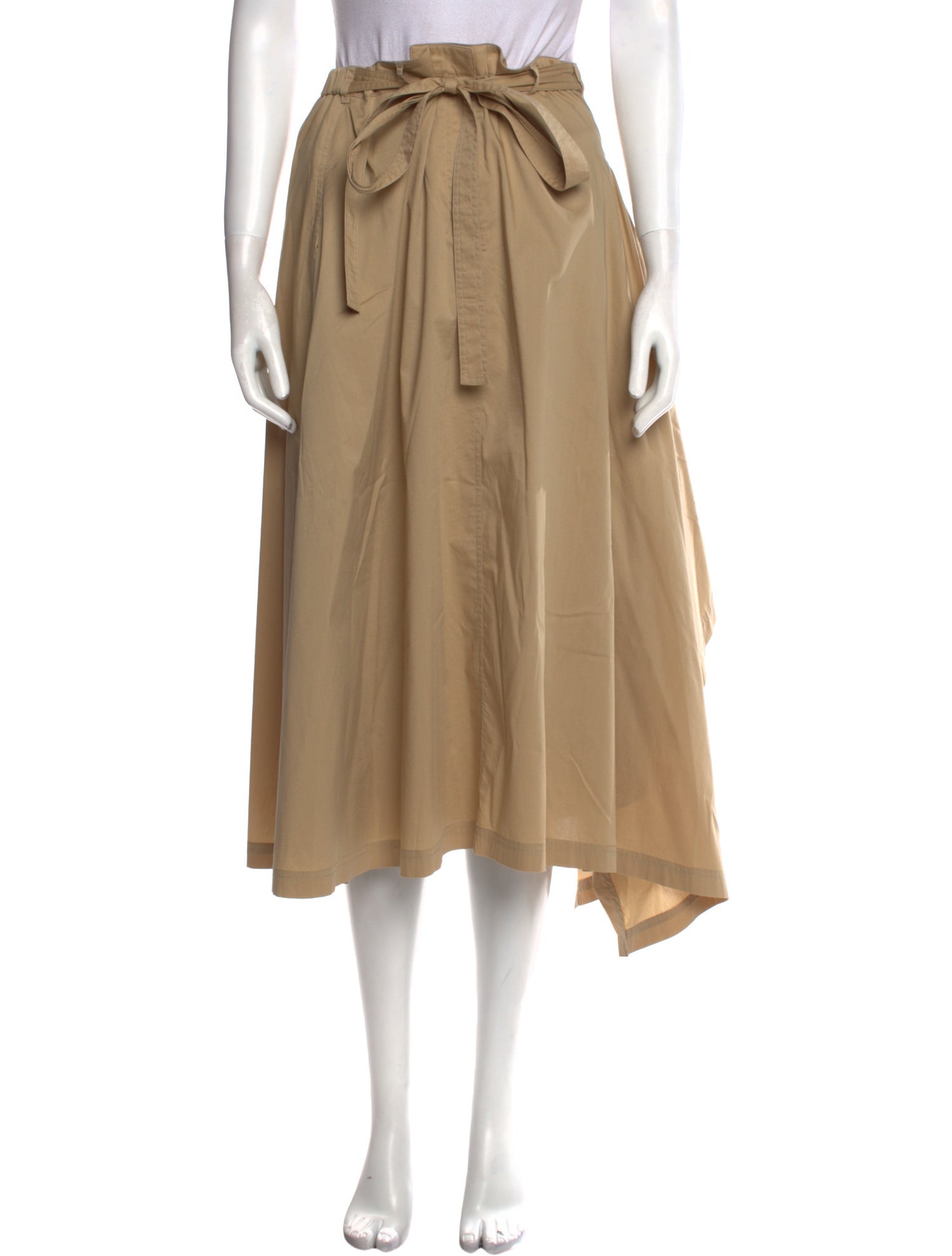 Halston Ruffle Embellishment Midi Length Skirt - Neutrals Skirts ...