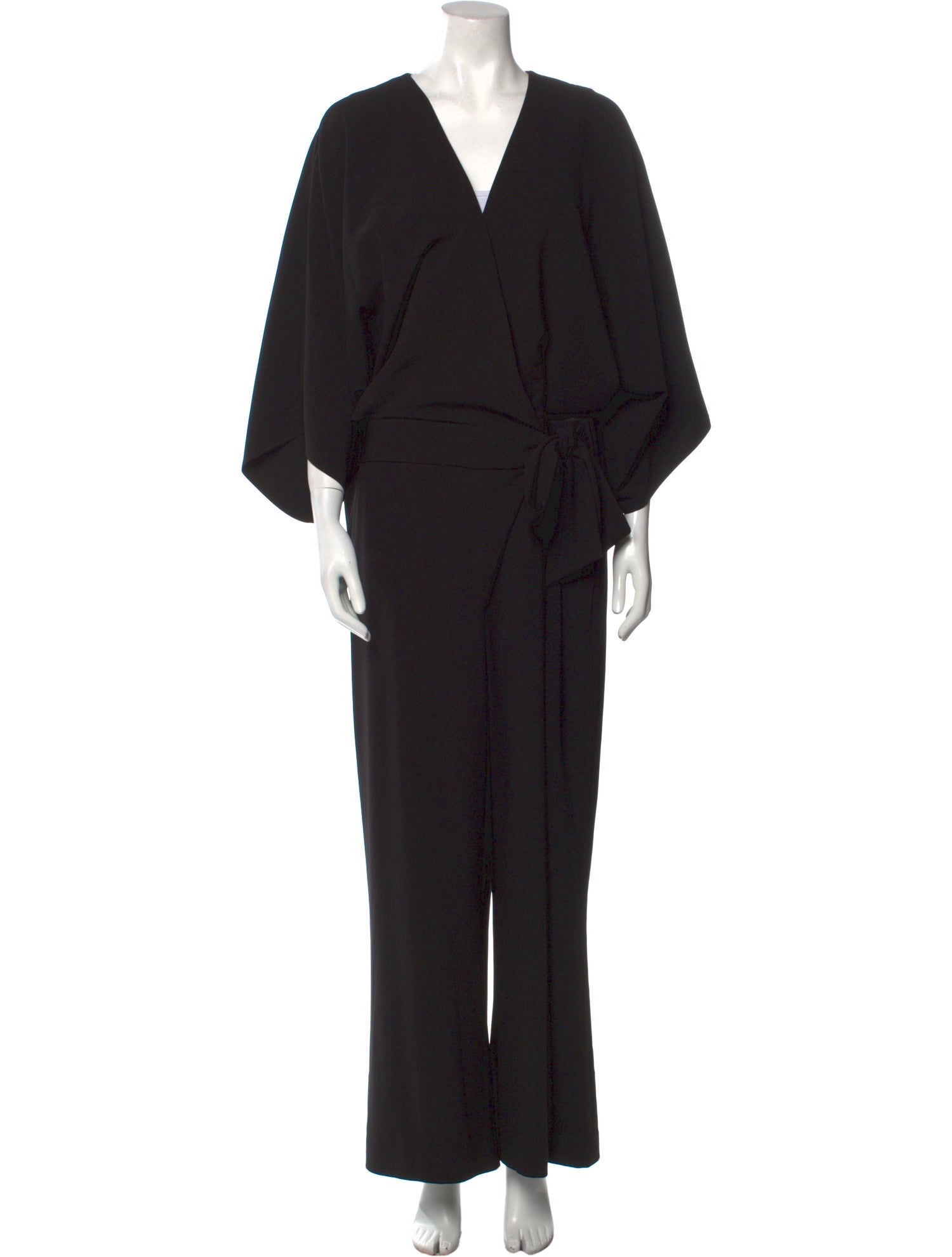 Halston V-Neck Jumpsuit - Black, 14.75" Rise Jumpsuits and Rompers ...