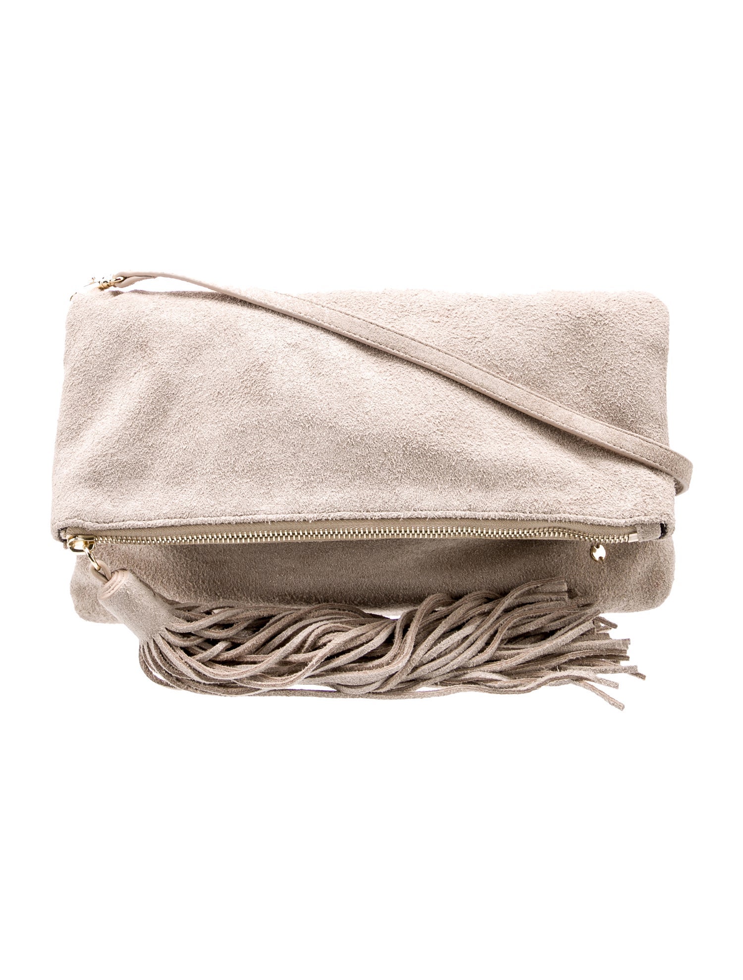 Halston Suede Shoulder Bag - Neutrals Shoulder Bags, Handbags ...