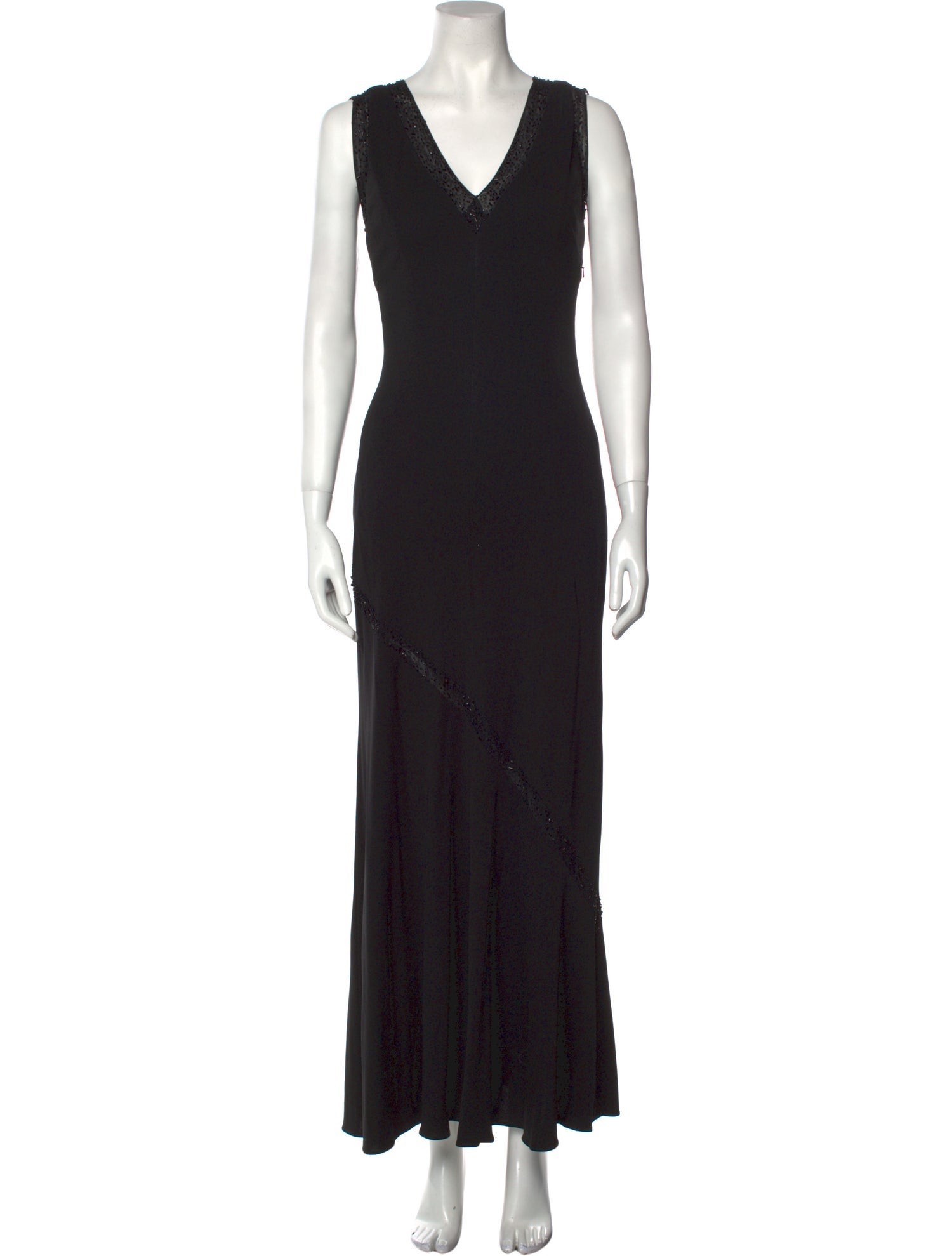 Halston V-Neck Long Dress - Black Dresses, Clothing - HAL37173 | The ...