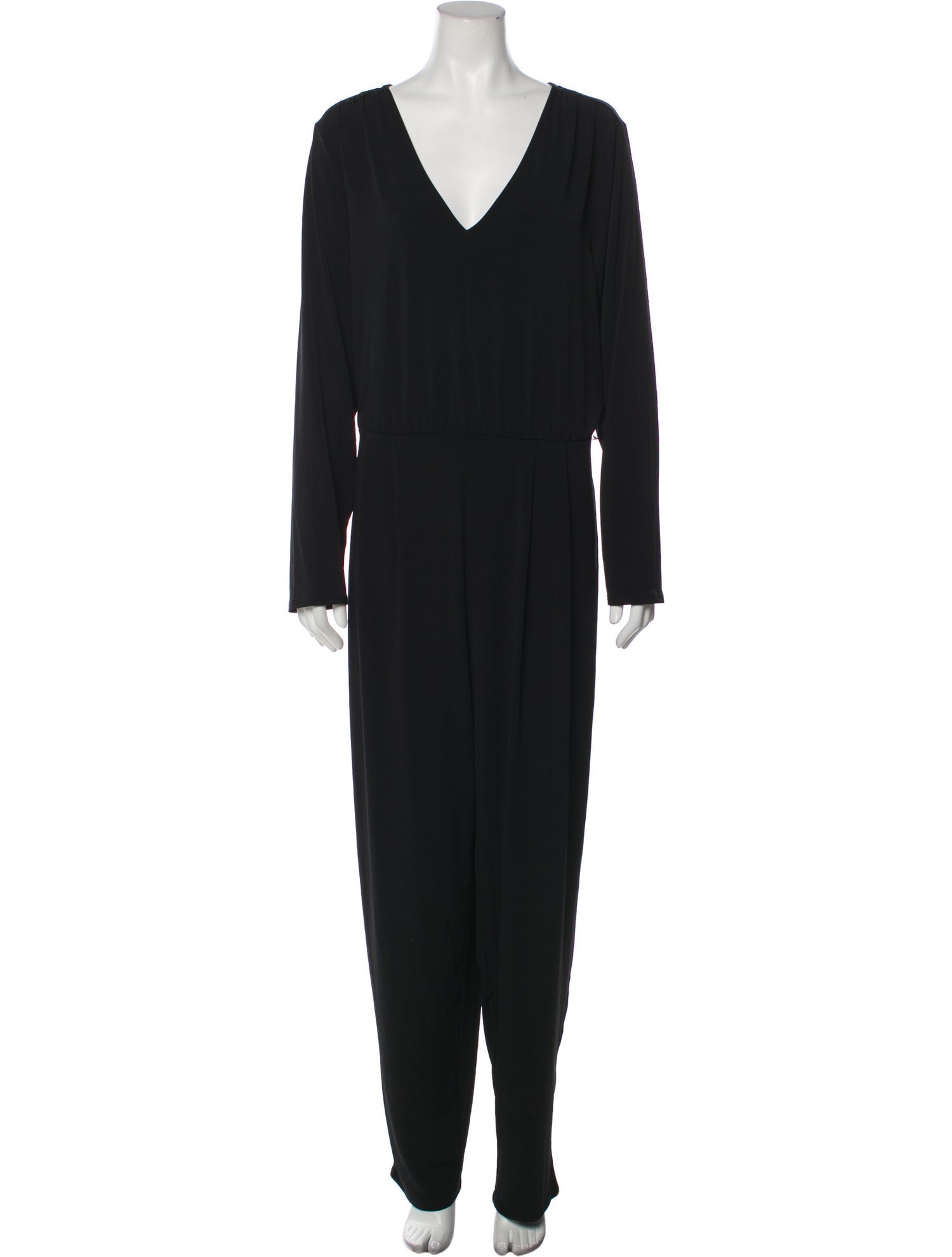 Halston V-Neck Jumpsuit - Black, 13.25" Rise Jumpsuits and Rompers ...