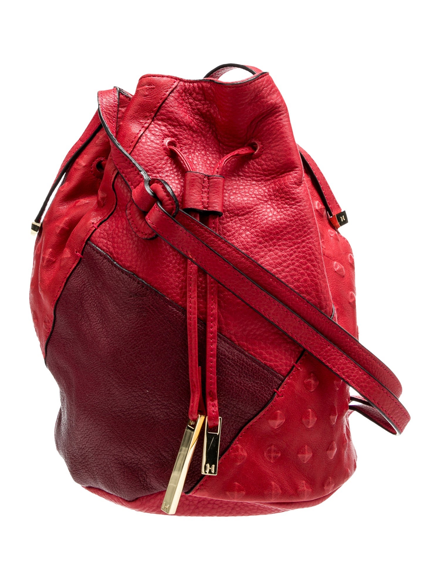 Halston Heritage Leather Bucket Bag - Red Crossbody Bags, Handbags ...
