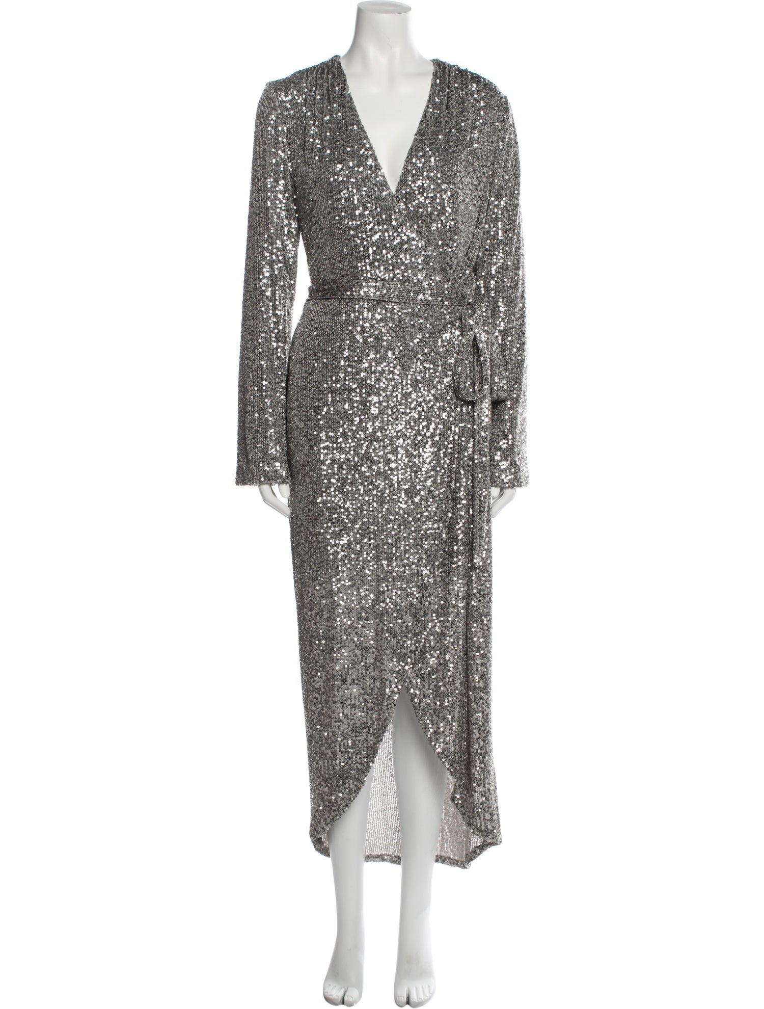 Halston V-Neck Long Dress w/ Tags - Metallic Dresses, Clothing ...