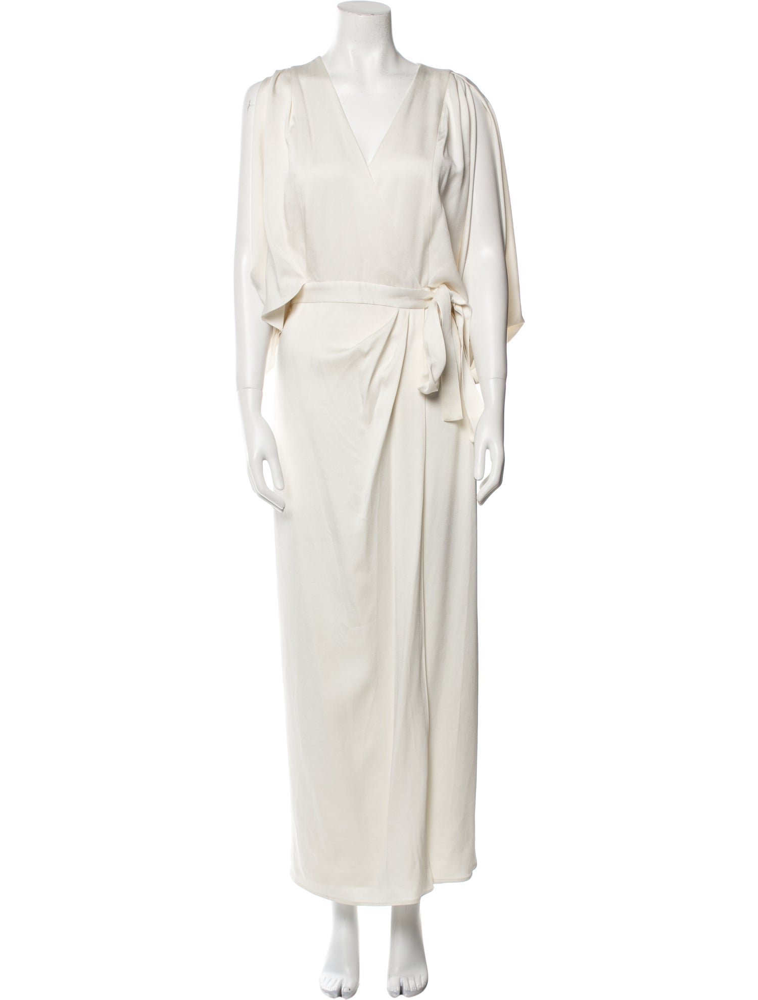 Halston V-Neck Long Dress - Neutrals Dresses, Clothing - HAL38764 | The ...