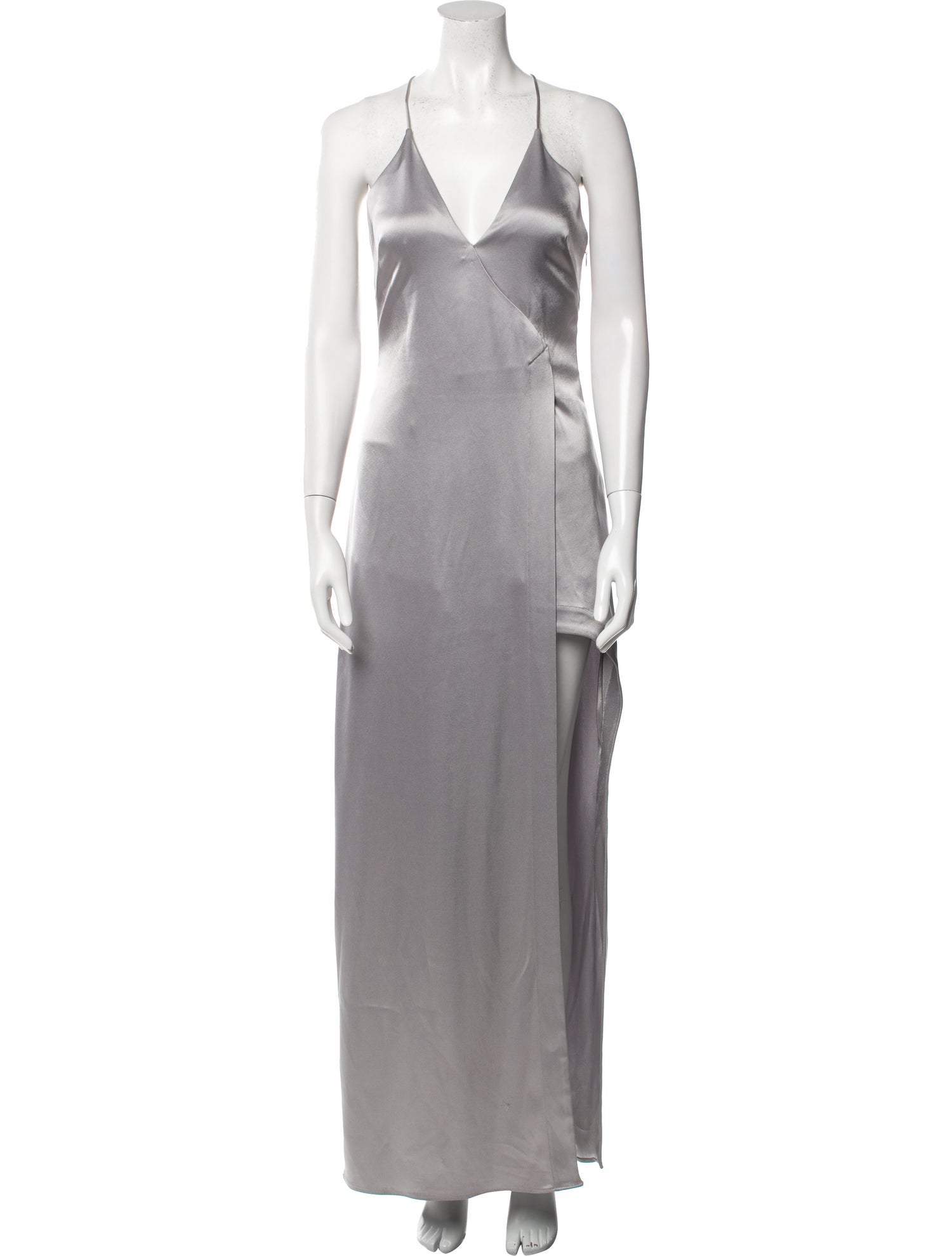 Halston V-Neck Long Dress - Silver Dresses, Clothing - HAL38987 | The ...