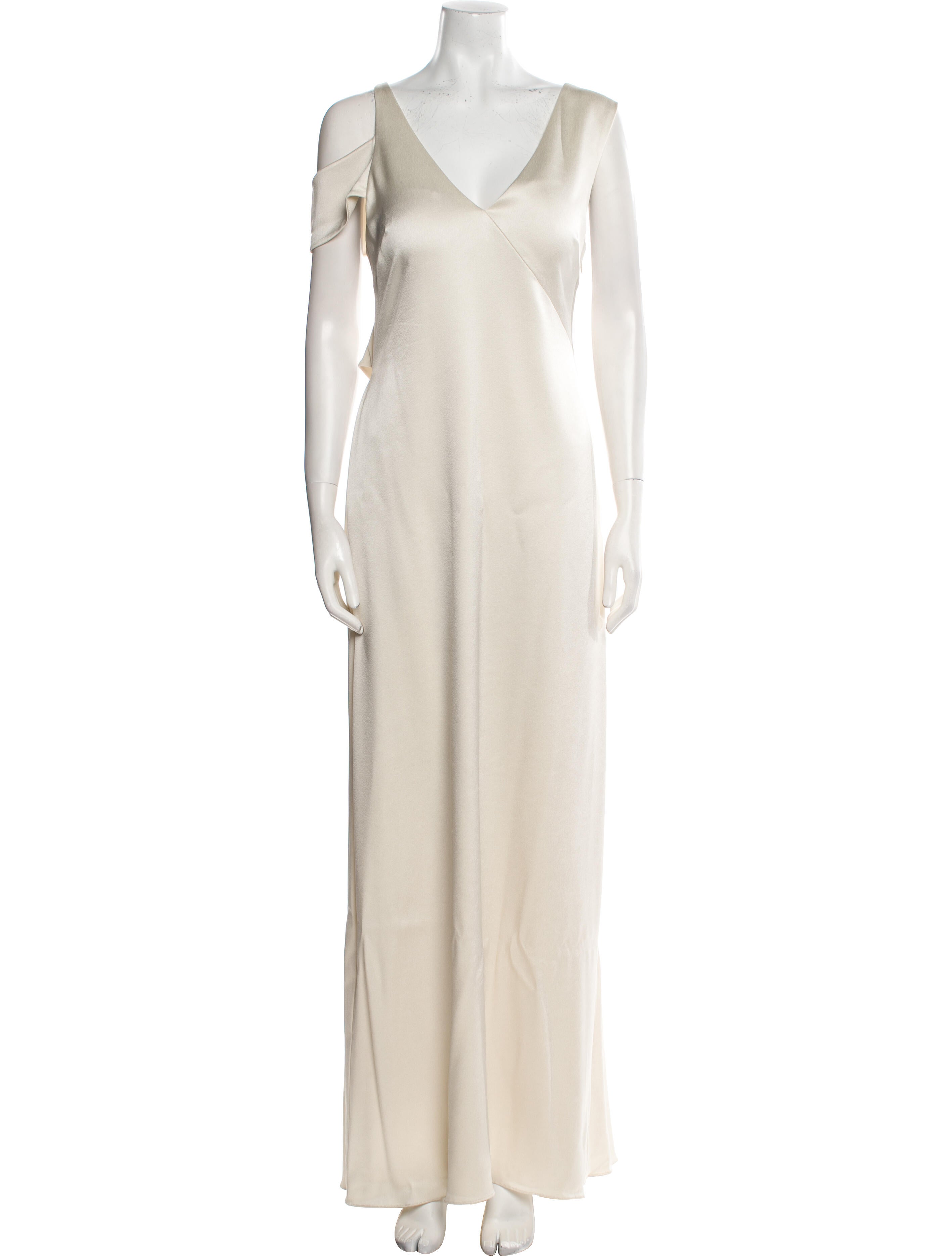 Halston V-Neck Long Dress - Neutrals Dresses, Clothing - HAL39617 | The ...