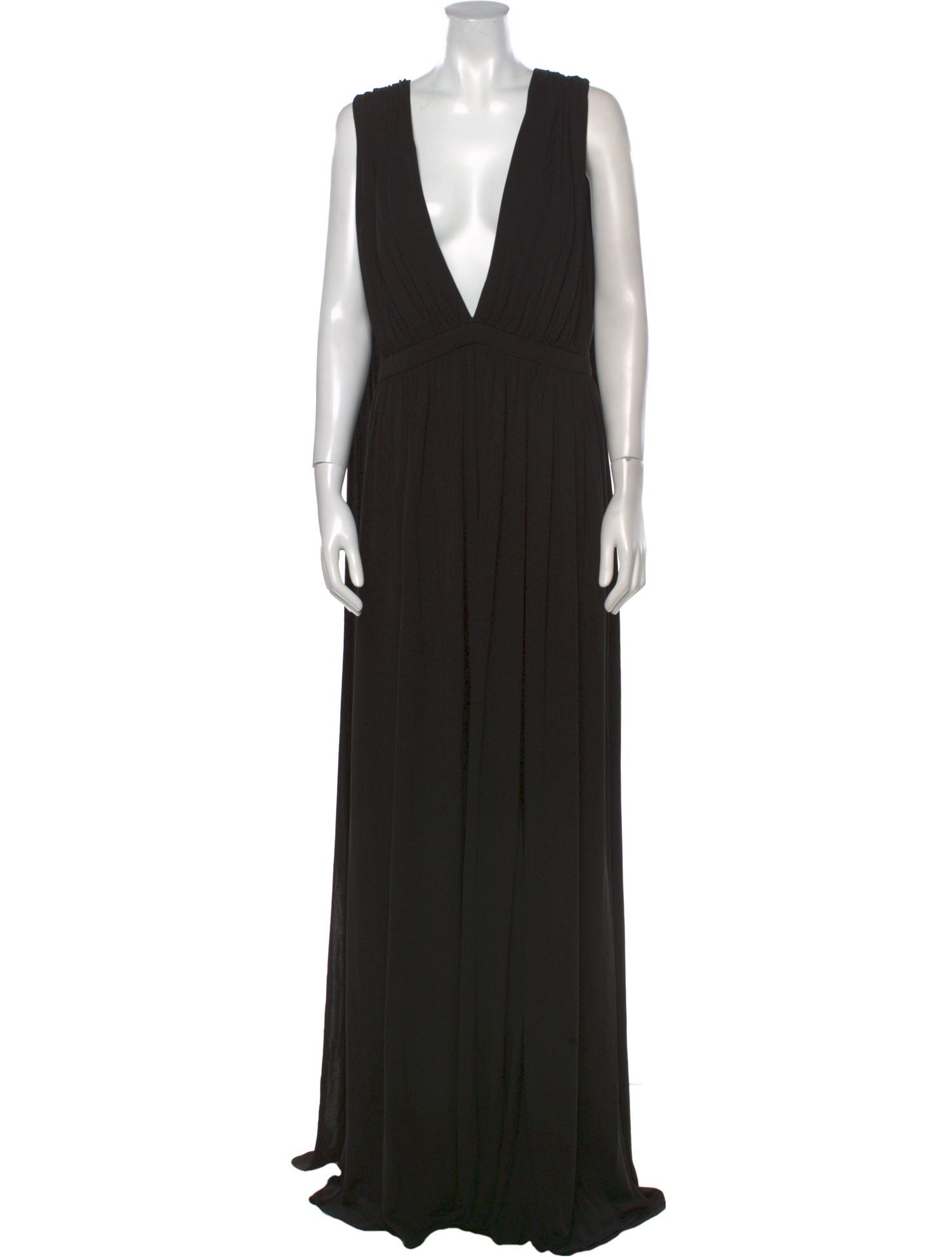 Halston V-Neck Long Dress w/ Tags - Black Dresses, Clothing - HAL40264 ...
