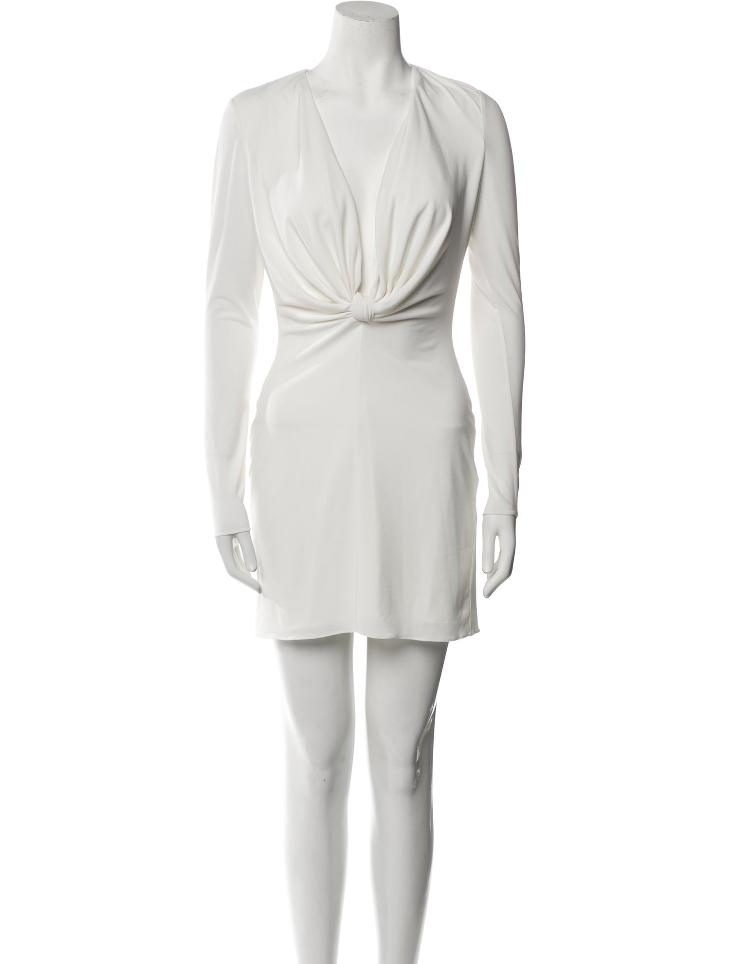 Halston V-Neck Mini Dress - White Dresses, Clothing - HAL40269 | The ...