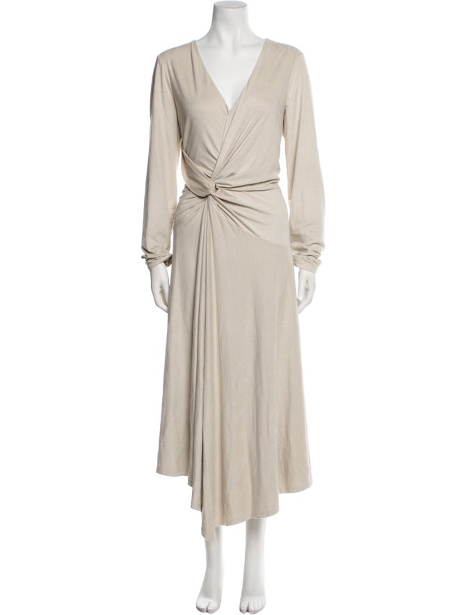 Halston V-Neck Long Dress - Grey Dresses, Clothing - HAL40933 | The ...