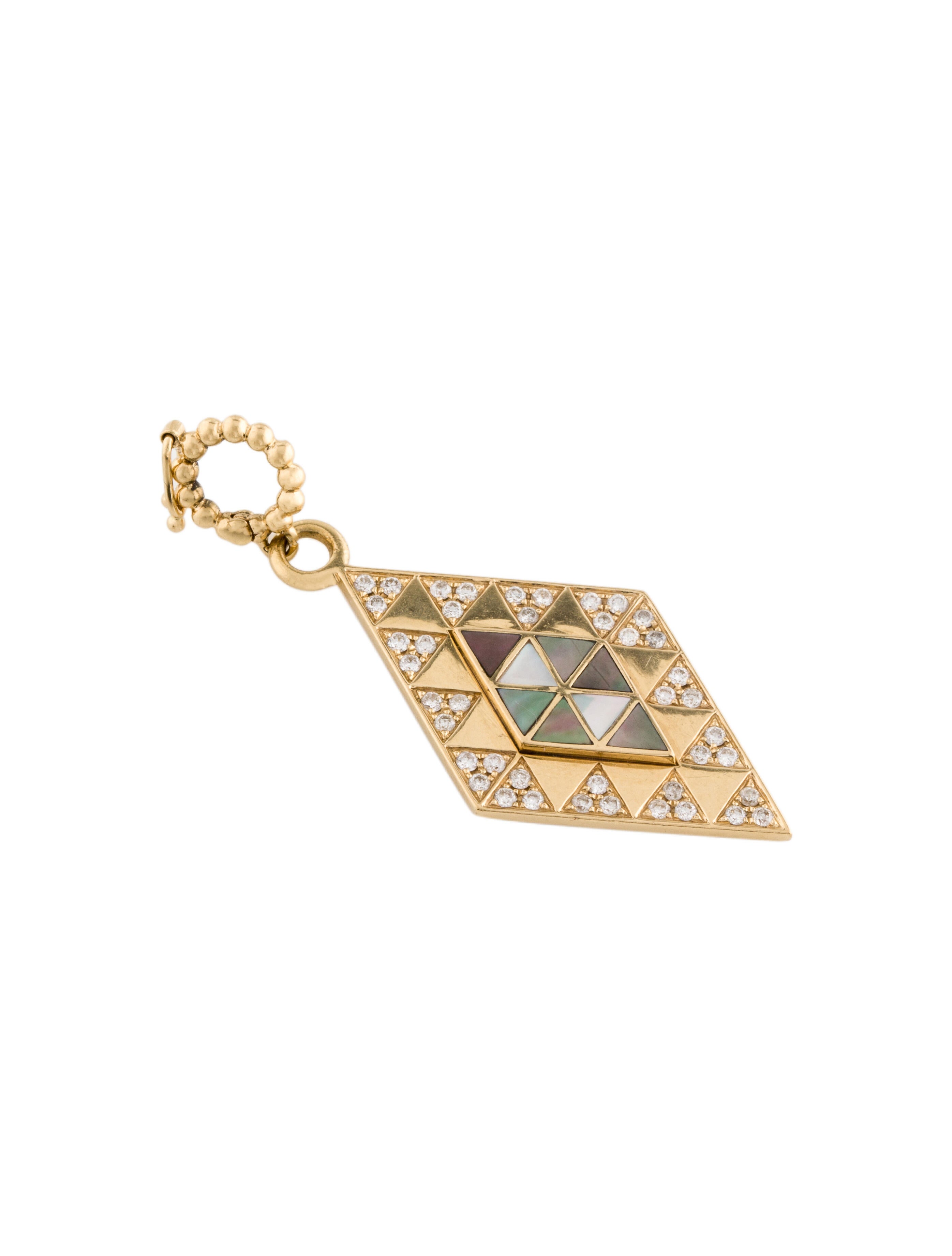 Harwell Godfrey 18K Mother of Pearl & Diamond Amina Shield Pendant ...