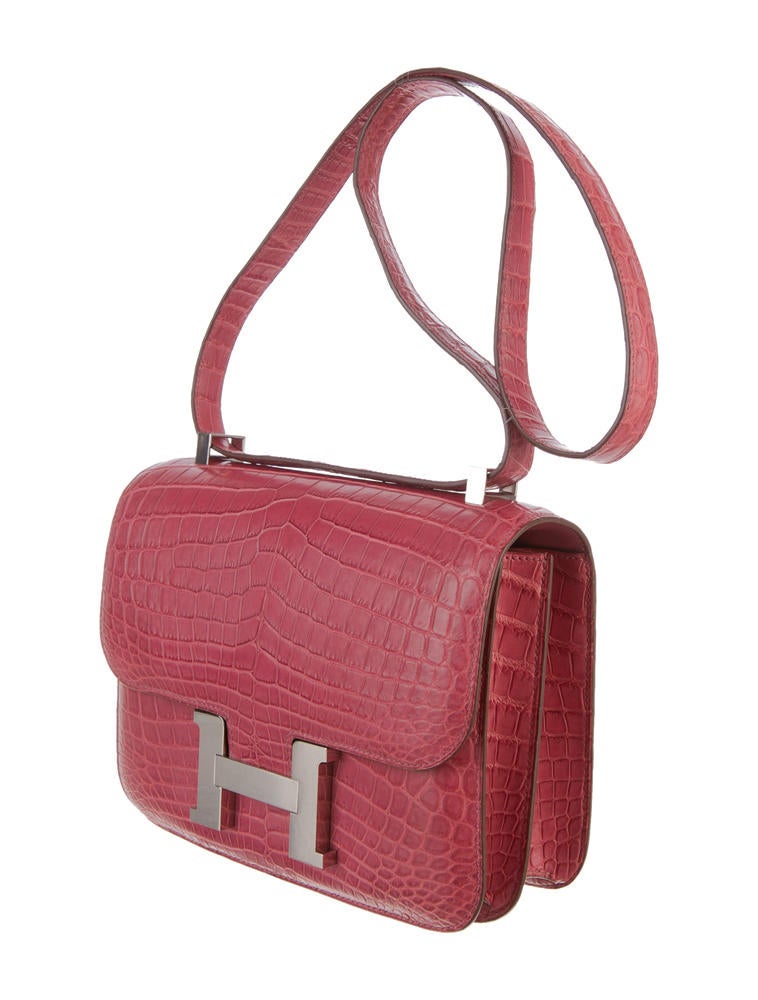 Hermès Crocodile Constance 24 - Pink Shoulder Bags, Handbags - HER21319 ...