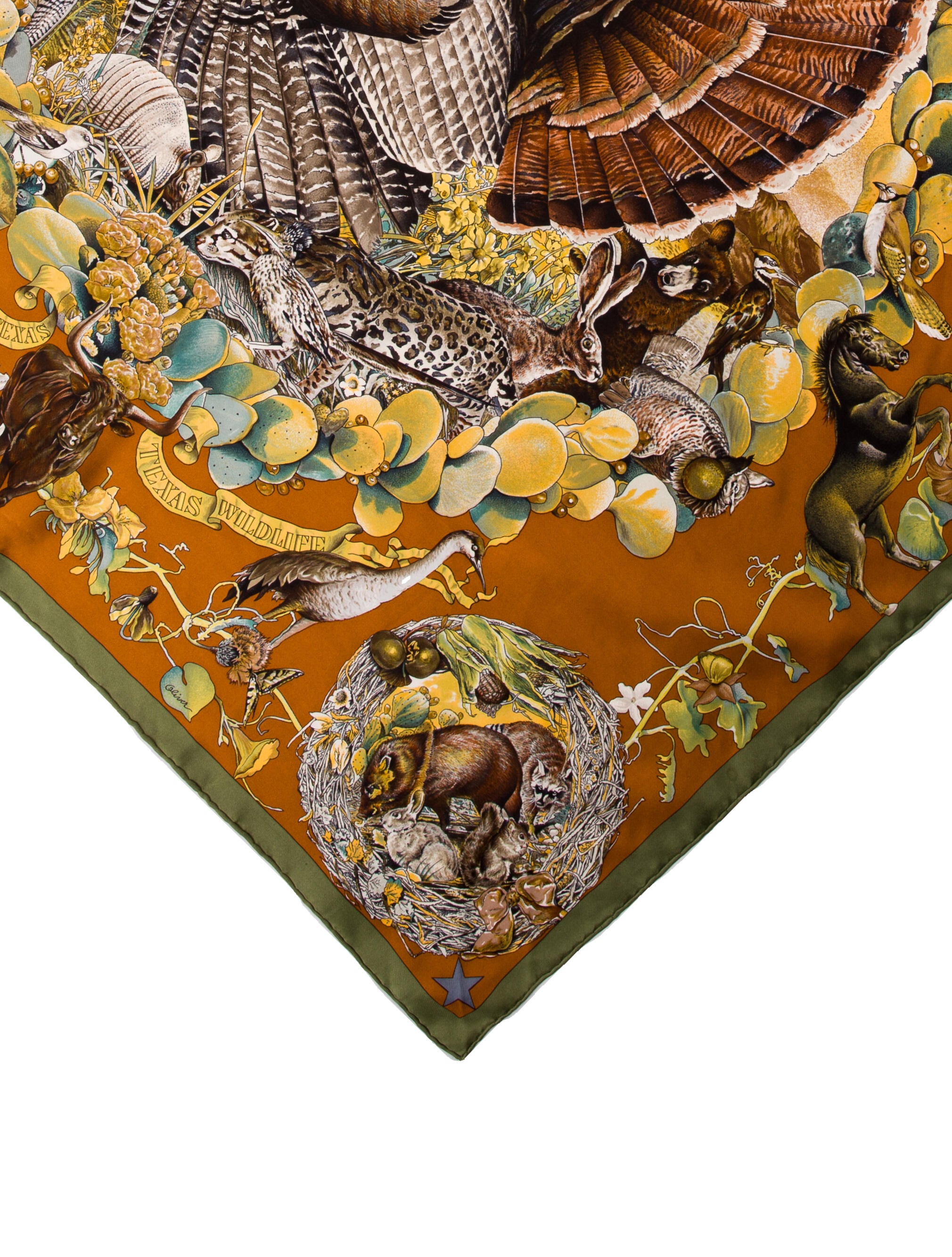 Hermès Texas Wildlife Silk Scarf - Green Scarves and Shawls ...