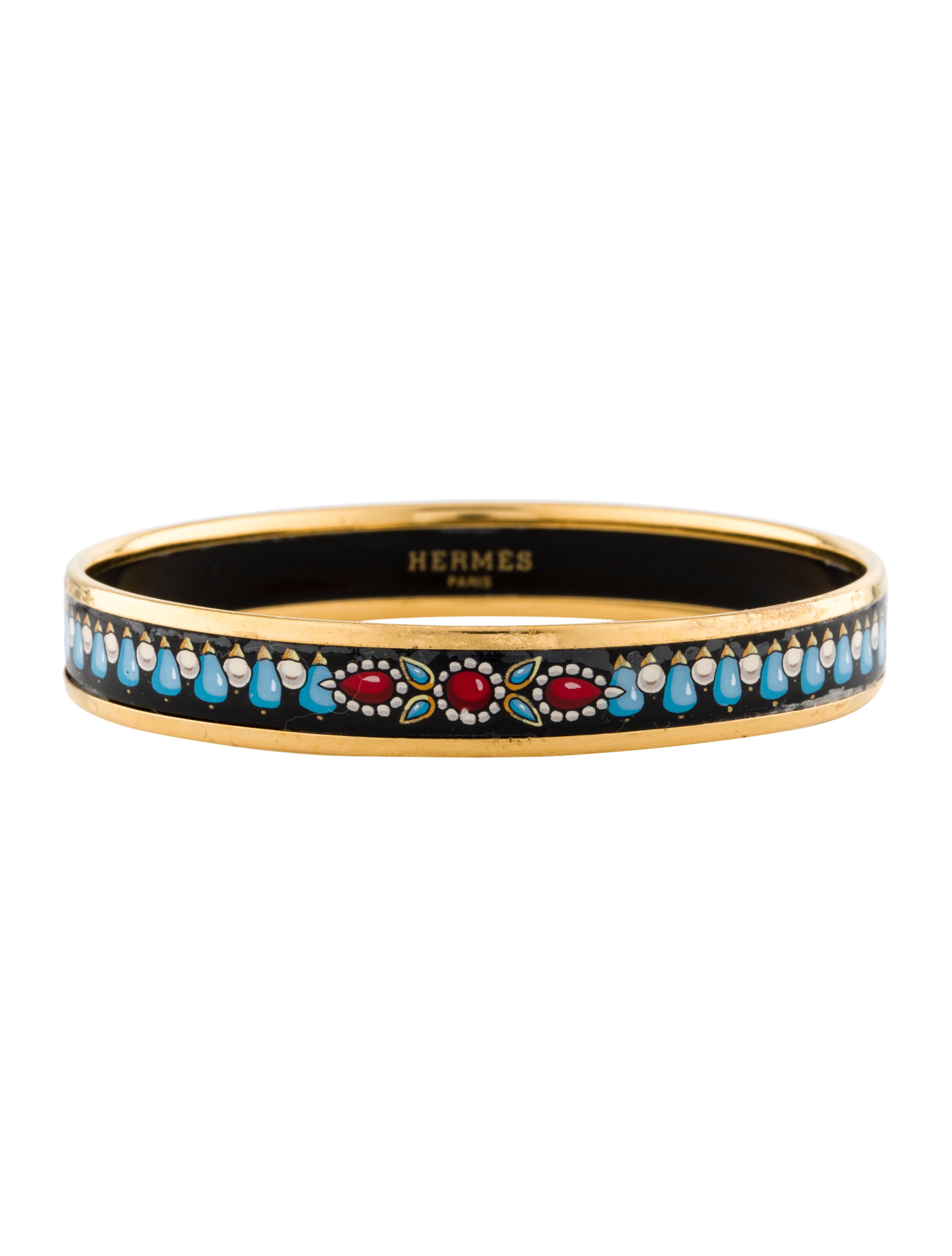 Hermès Narrow Enamel Bangle - 18K Yellow Gold-Plated Bangle, Bracelets ...