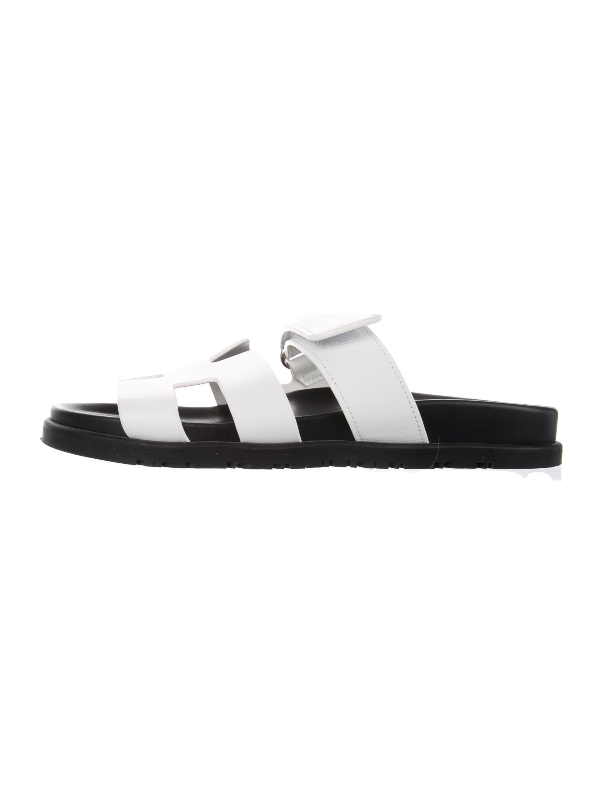Hermès Chypre Leather Slides - White Sandals, Shoes - HER446626 | The ...