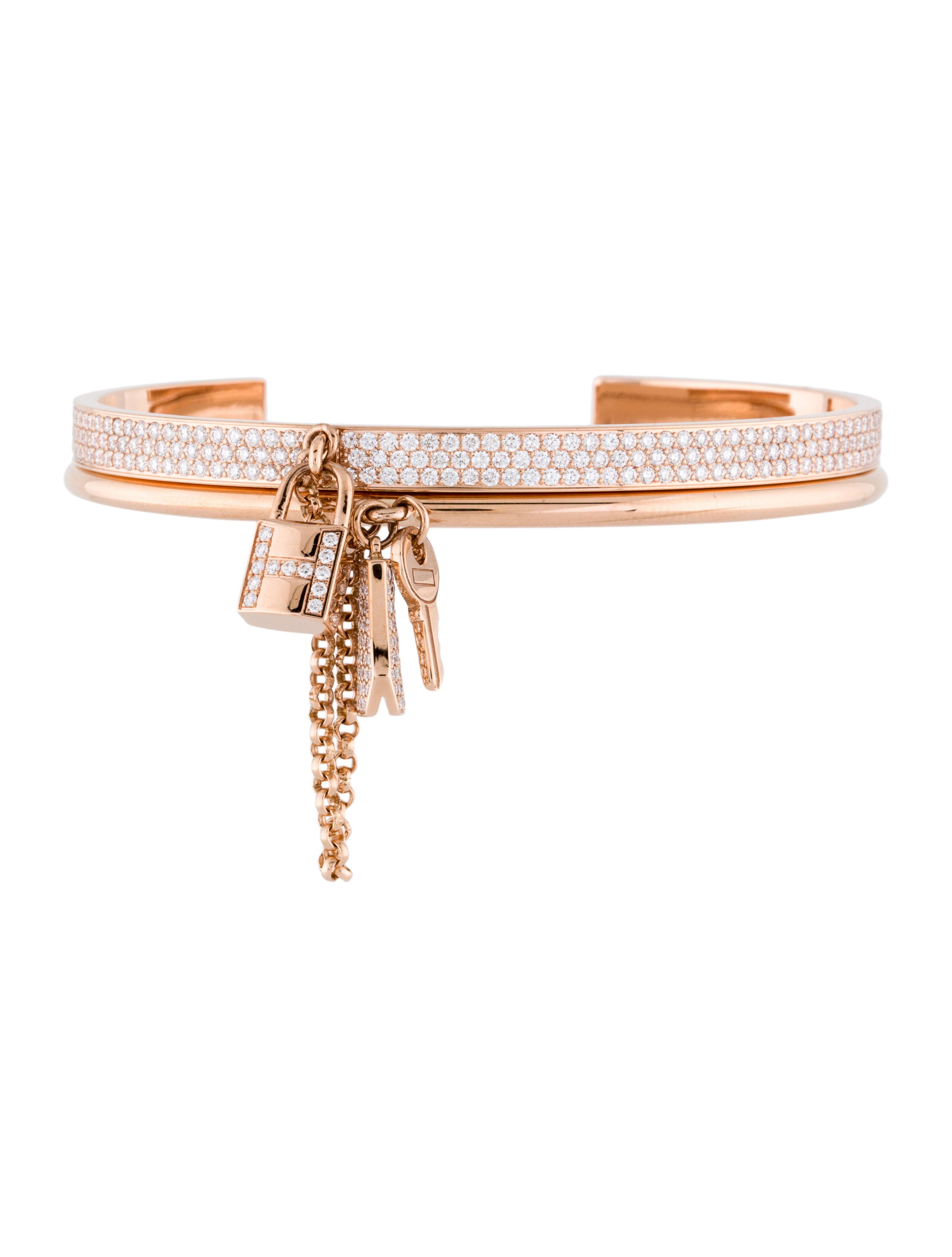 Hermes 18K Diamond Kelly Clochette Double Cuff Bracelet 18K Rose Gold Cuff Bracelets HER449050 The RealReal