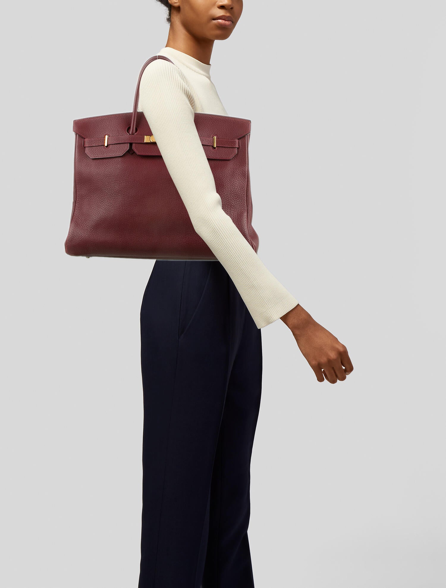 Hermès HAC Birkin 45 - Burgundy Handle Bags, Handbags - HER45814 | The ...