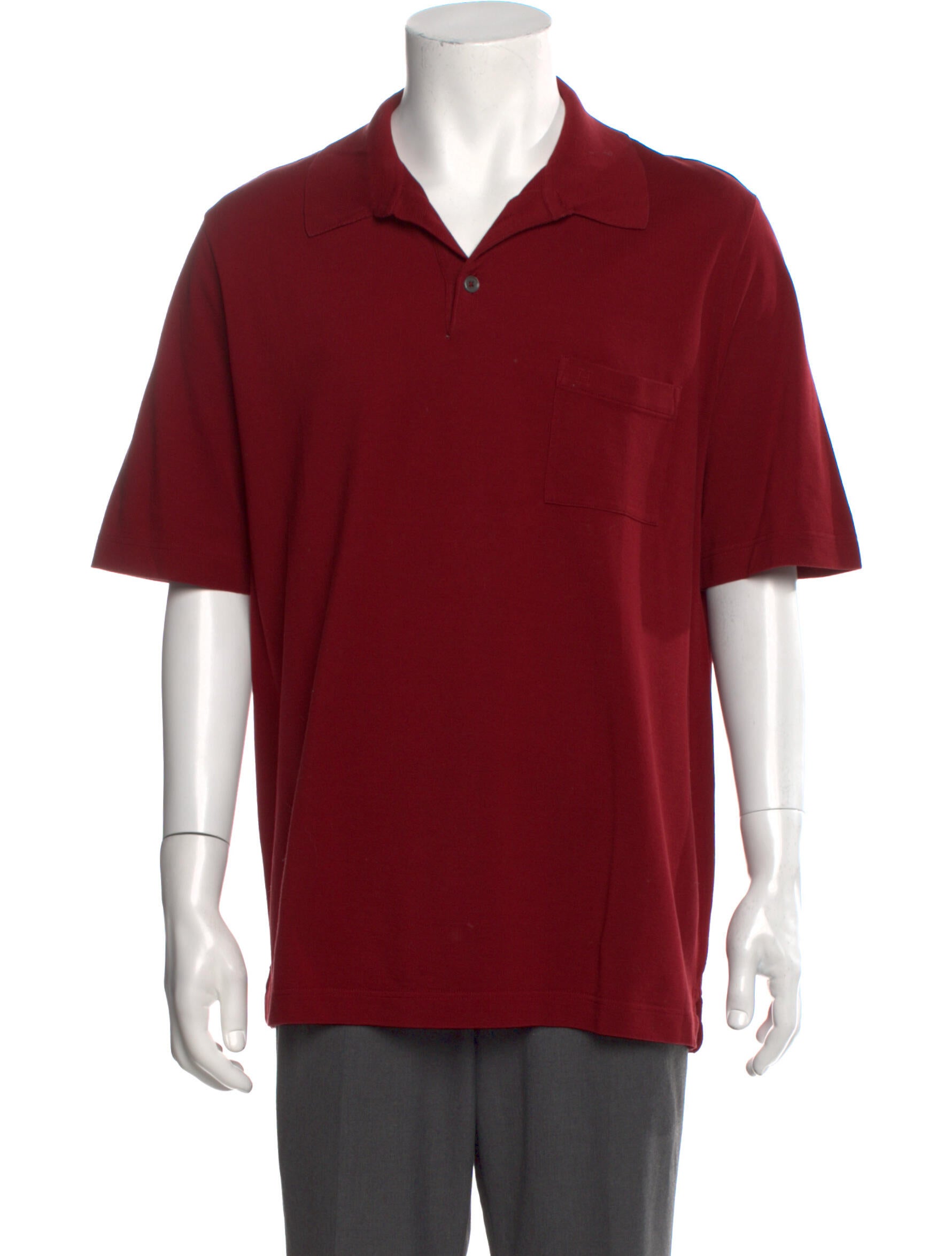 Hermès Crew Neck Short Sleeve Polo Shirt - Red Polos, Clothing ...