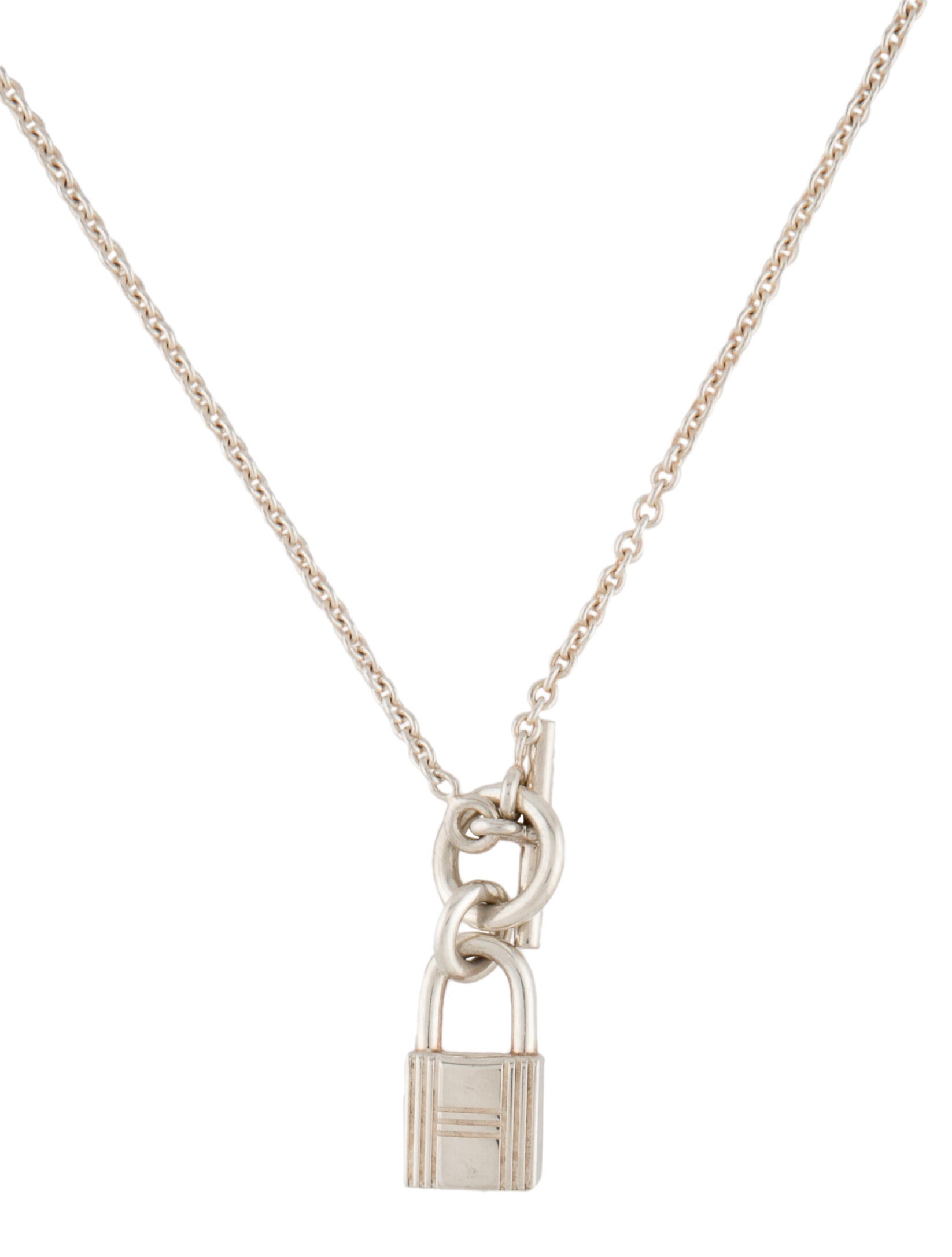 Hermès Amulettes Cadenas Pendant Necklace - Sterling Silver Pendant ...