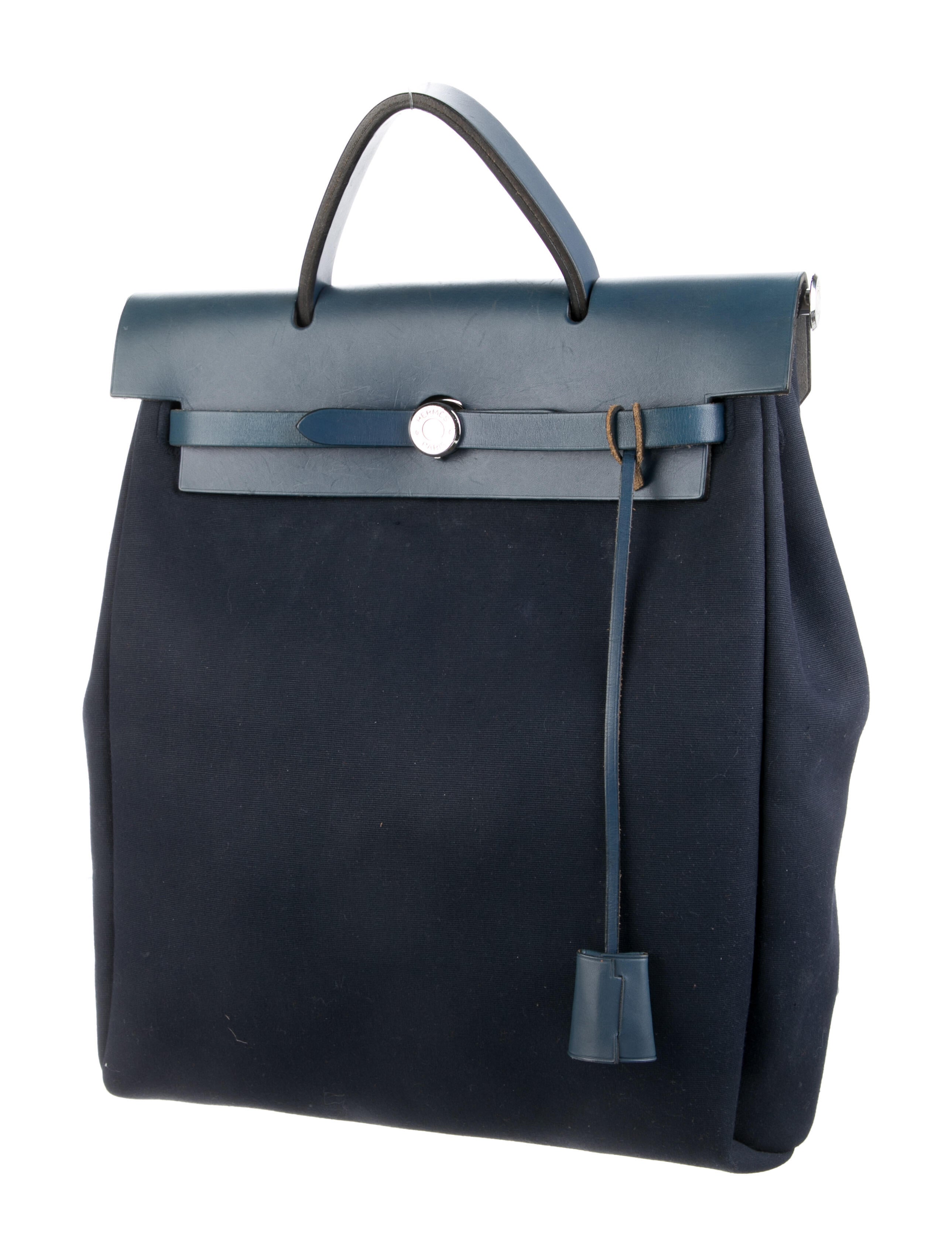Hermès Vintage Toile Officier Herbag Backpack - Blue Backpacks ...