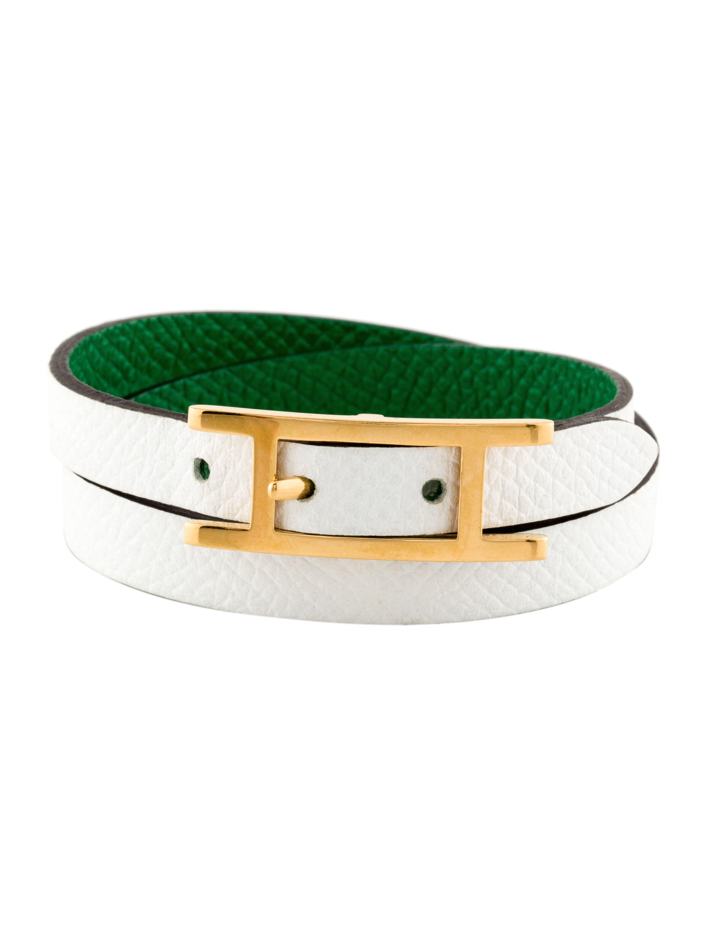 Hermès Behapi Double Tour Reversible Bracelet - Green, 18K Yellow Gold ...