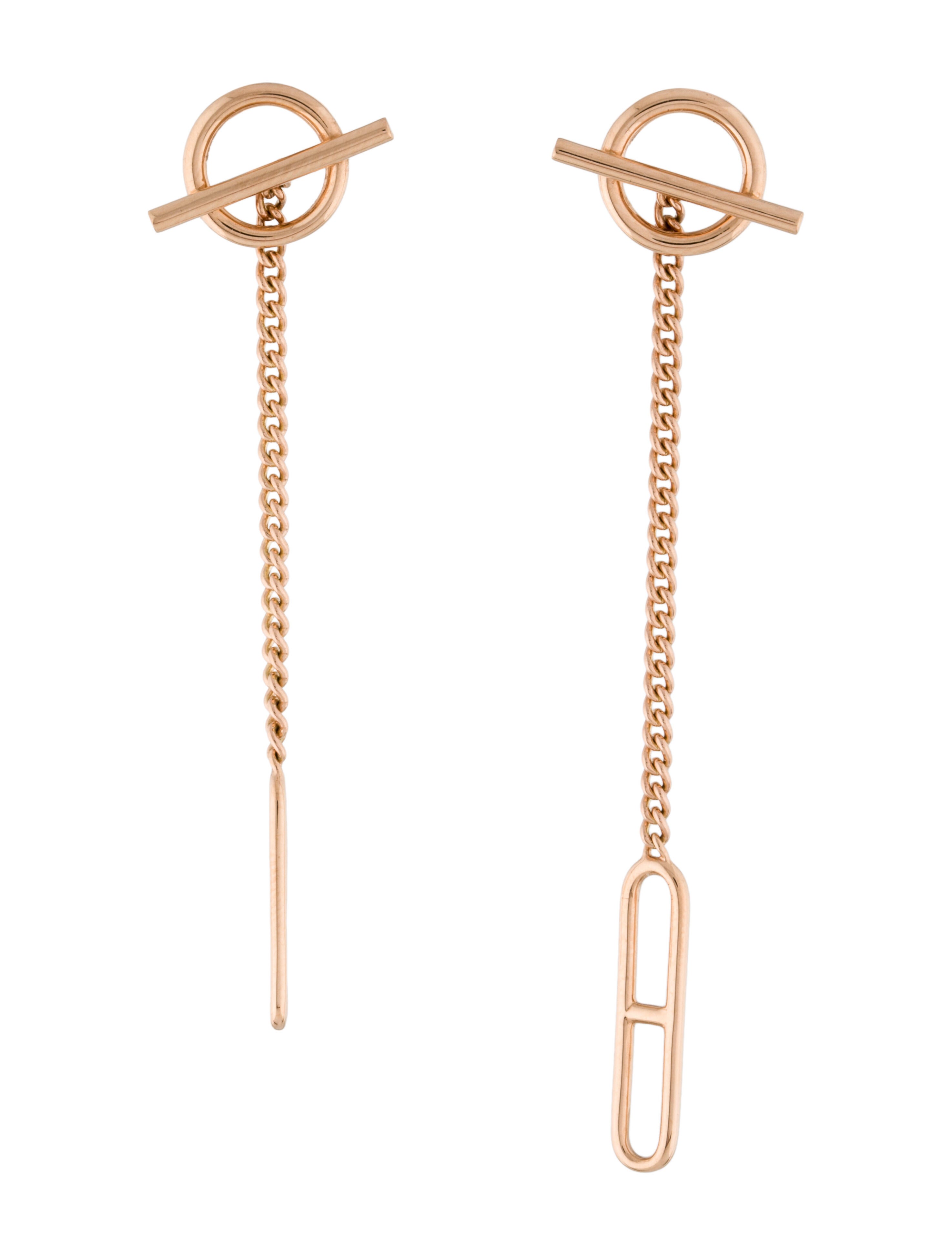 Hermès 18K Small Loop Earrings - 18K Rose Gold Drop, Earrings ...