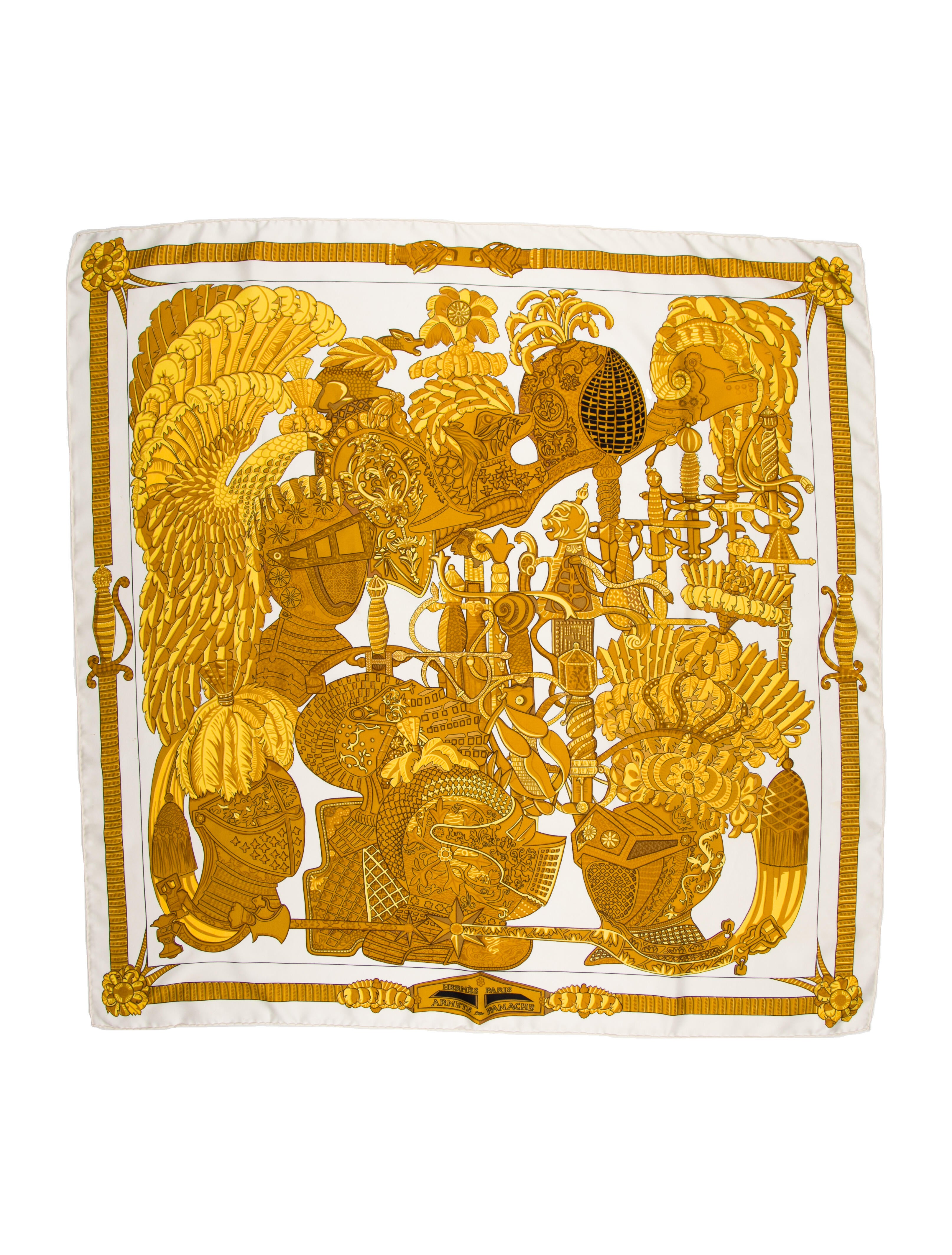 Hermès Armets en Panache Silk Scarf - White Scarves and Shawls ...