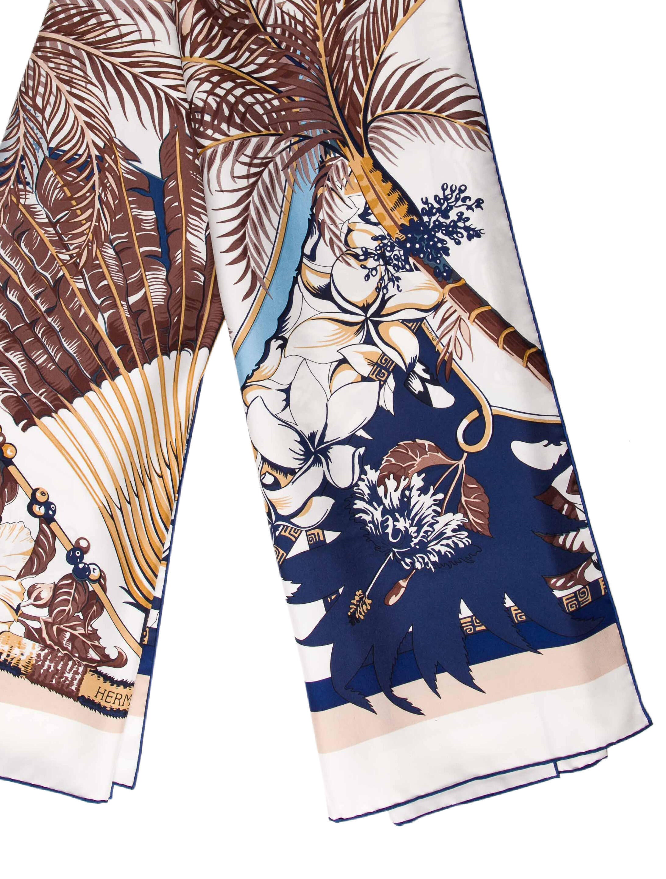 Hermès Aloha Retangle Silk Muffler - White Scarves and Shawls ...