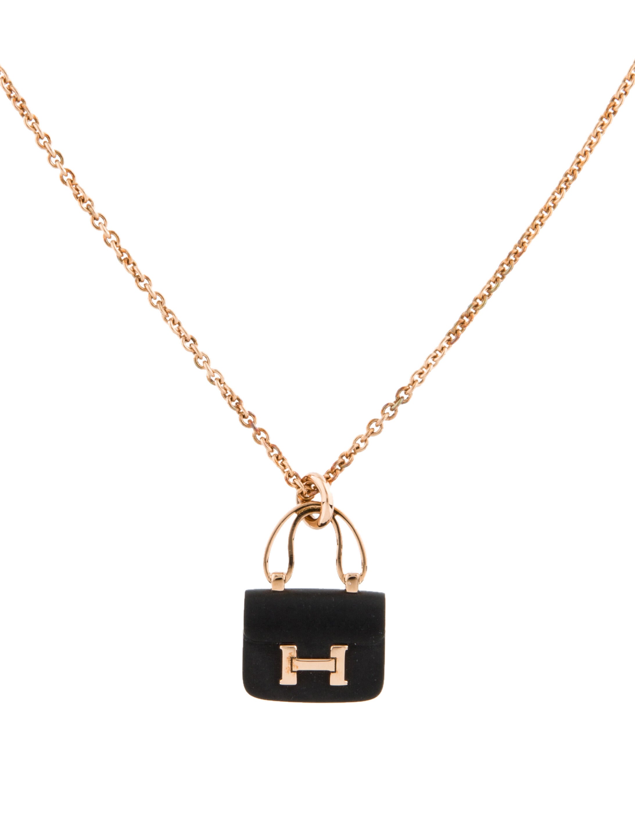Hermès 18K Amulettes Constance Pendant Necklace - Black, 18K Rose Gold ...